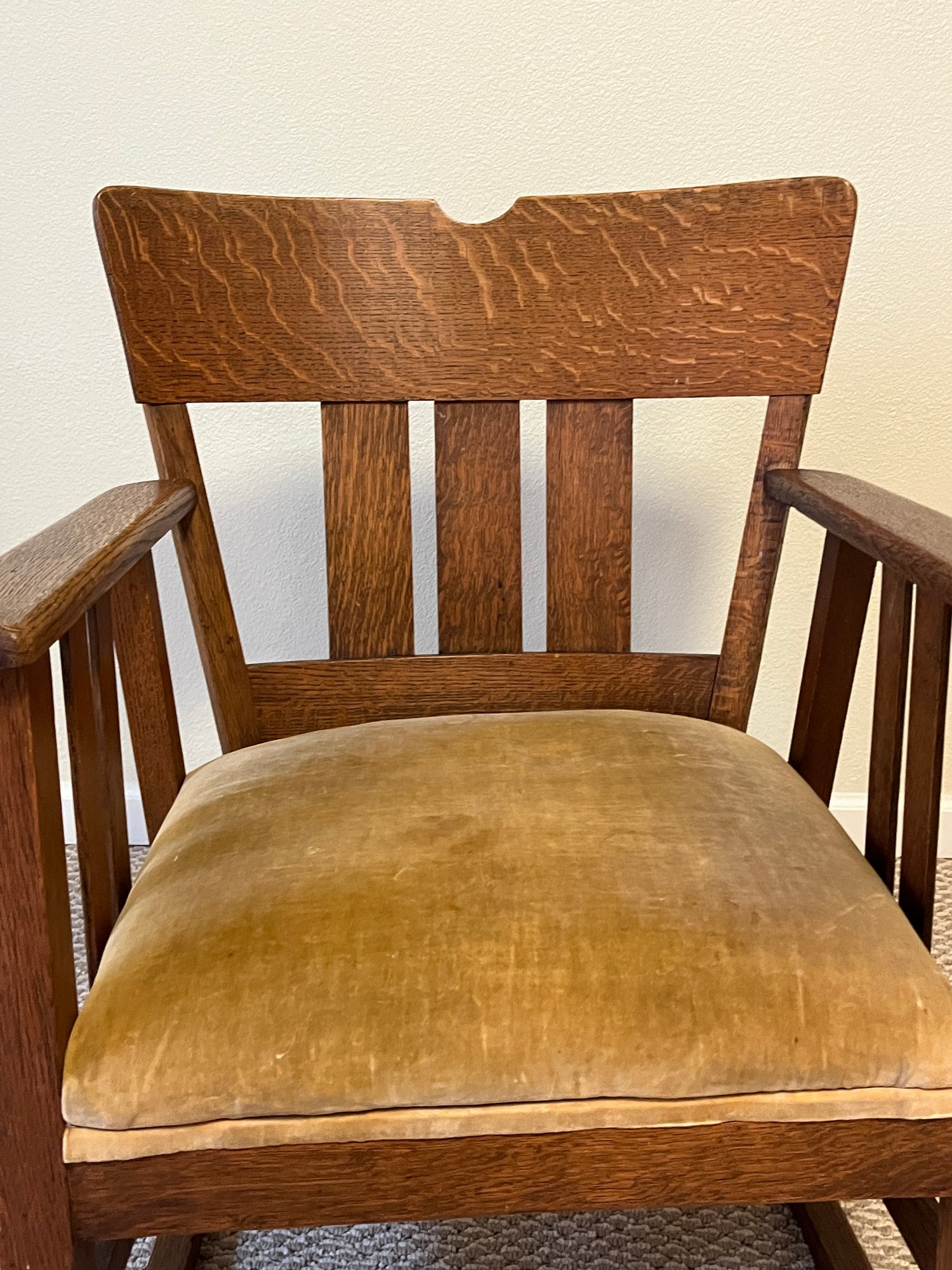 Antique Mission Style Rocking Chair With Cushion #186591 | Auctionninja.com