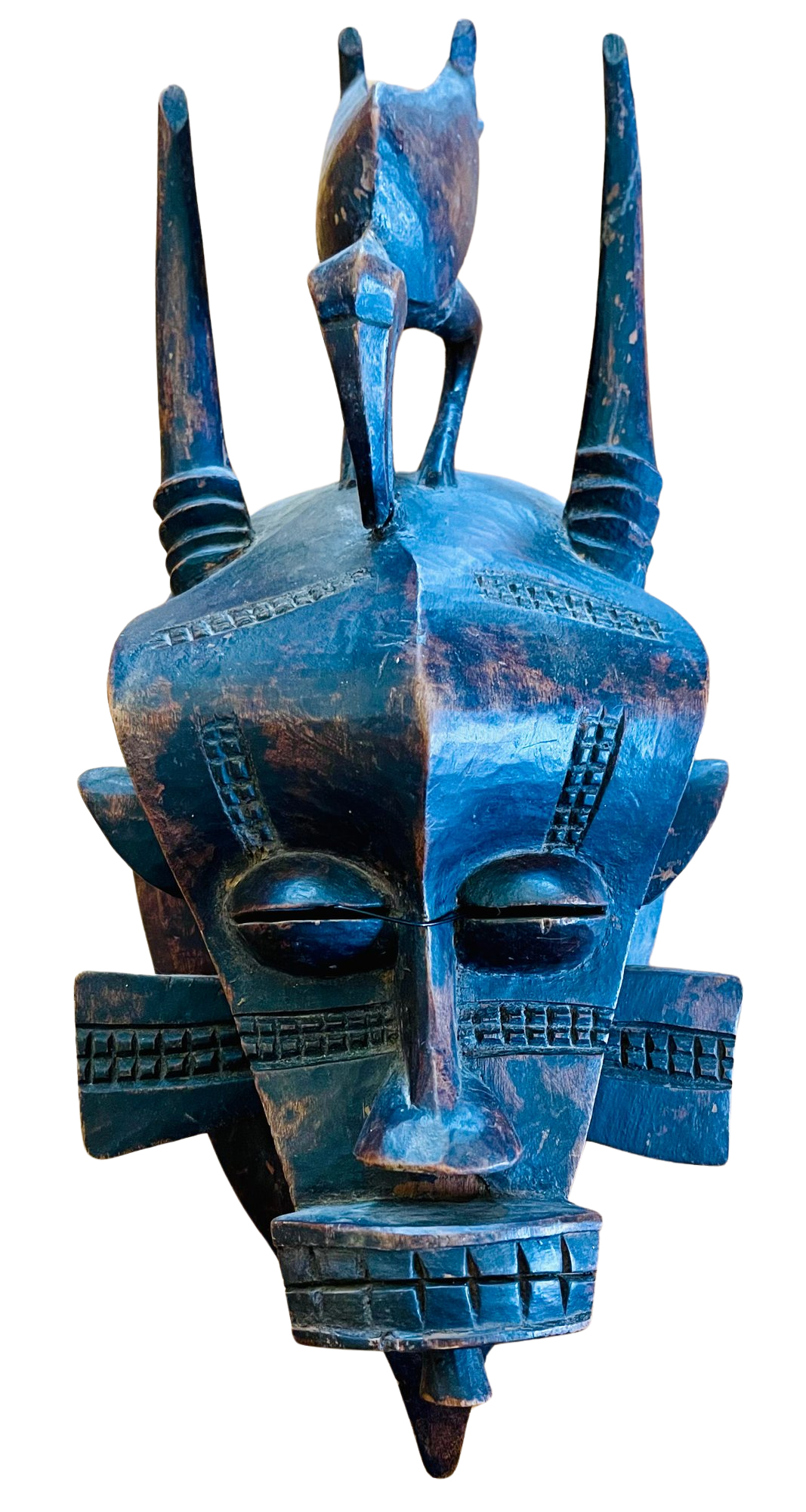 West African Wooden Mask Worn For Religious Ceremonies And Harvest ...