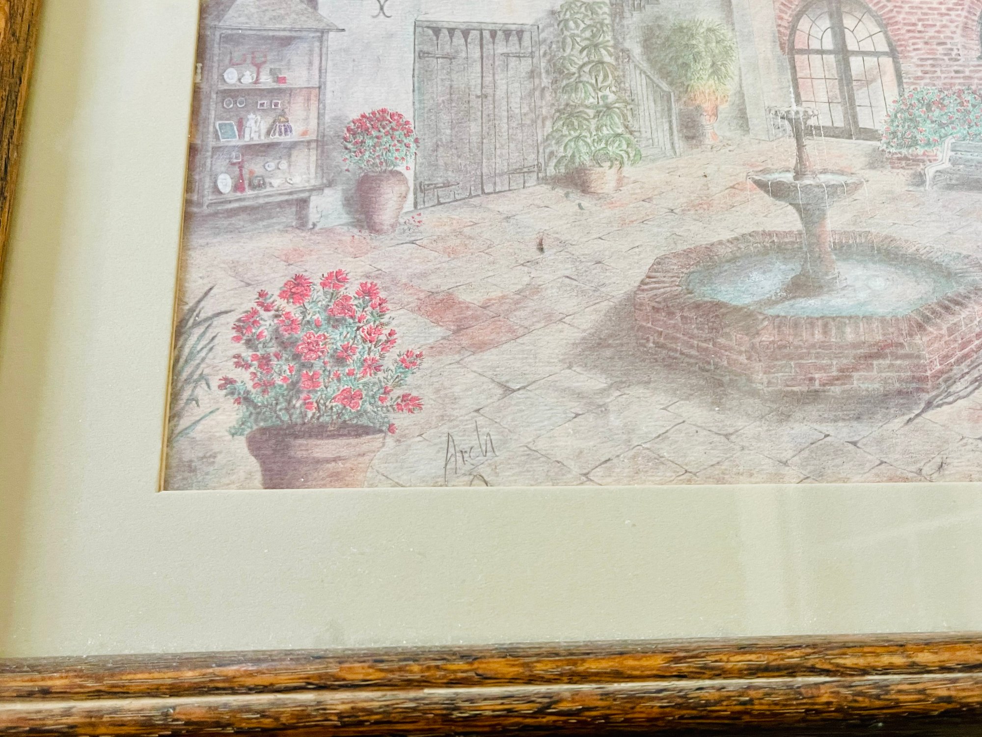 Archie Boyd Bosque Courtyard Framed Etching #173064 | Auctionninja.com