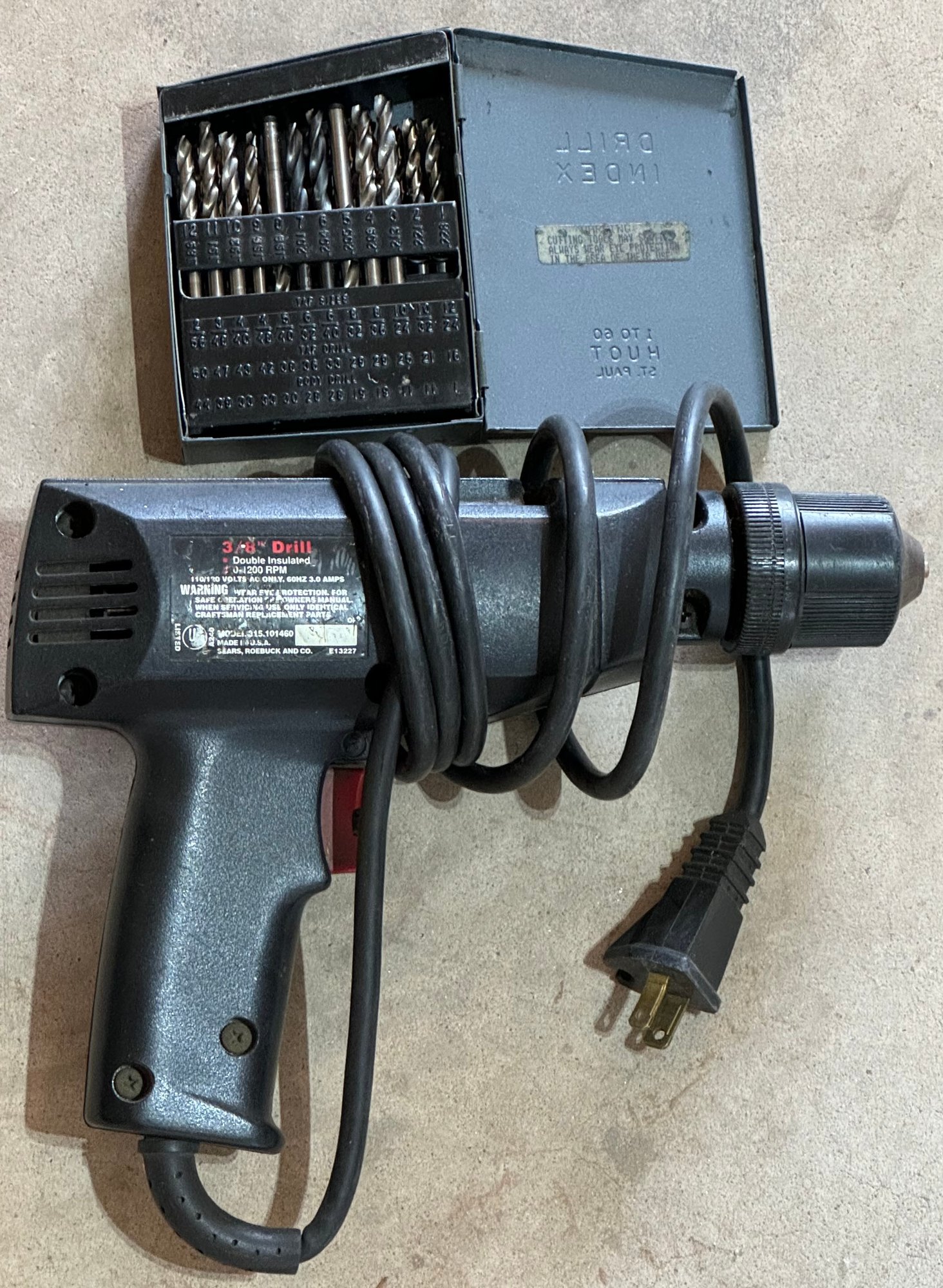 Double Insulated 3/8 Drill, With Drill Bits #183942 | Auctionninja.com