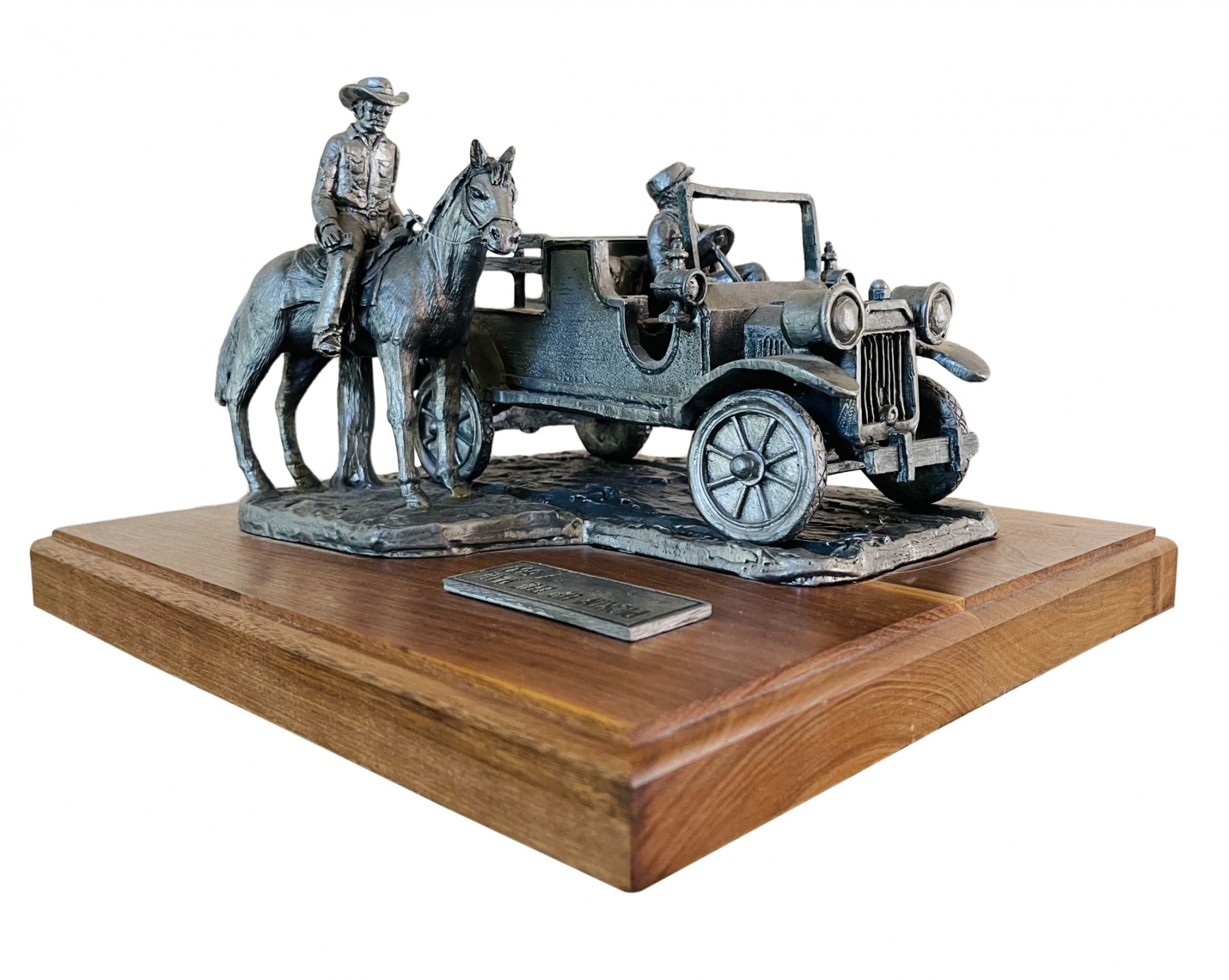 1986 Michael Ricker "pickin Up The Mail" Pewter Sculpture With Wood ...