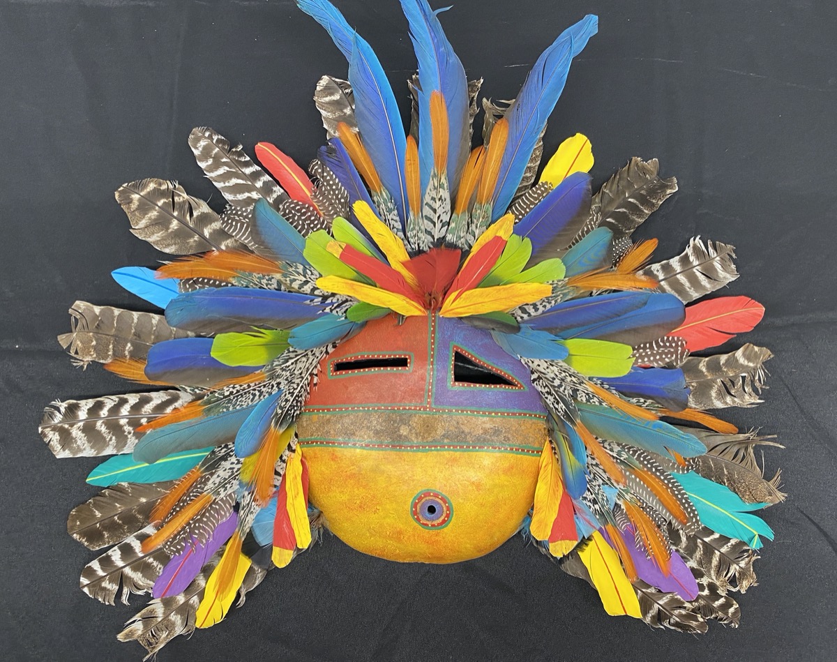 Douglas E Fountain (Dakota Sioux) Original Feathered Sculptural Mask ...