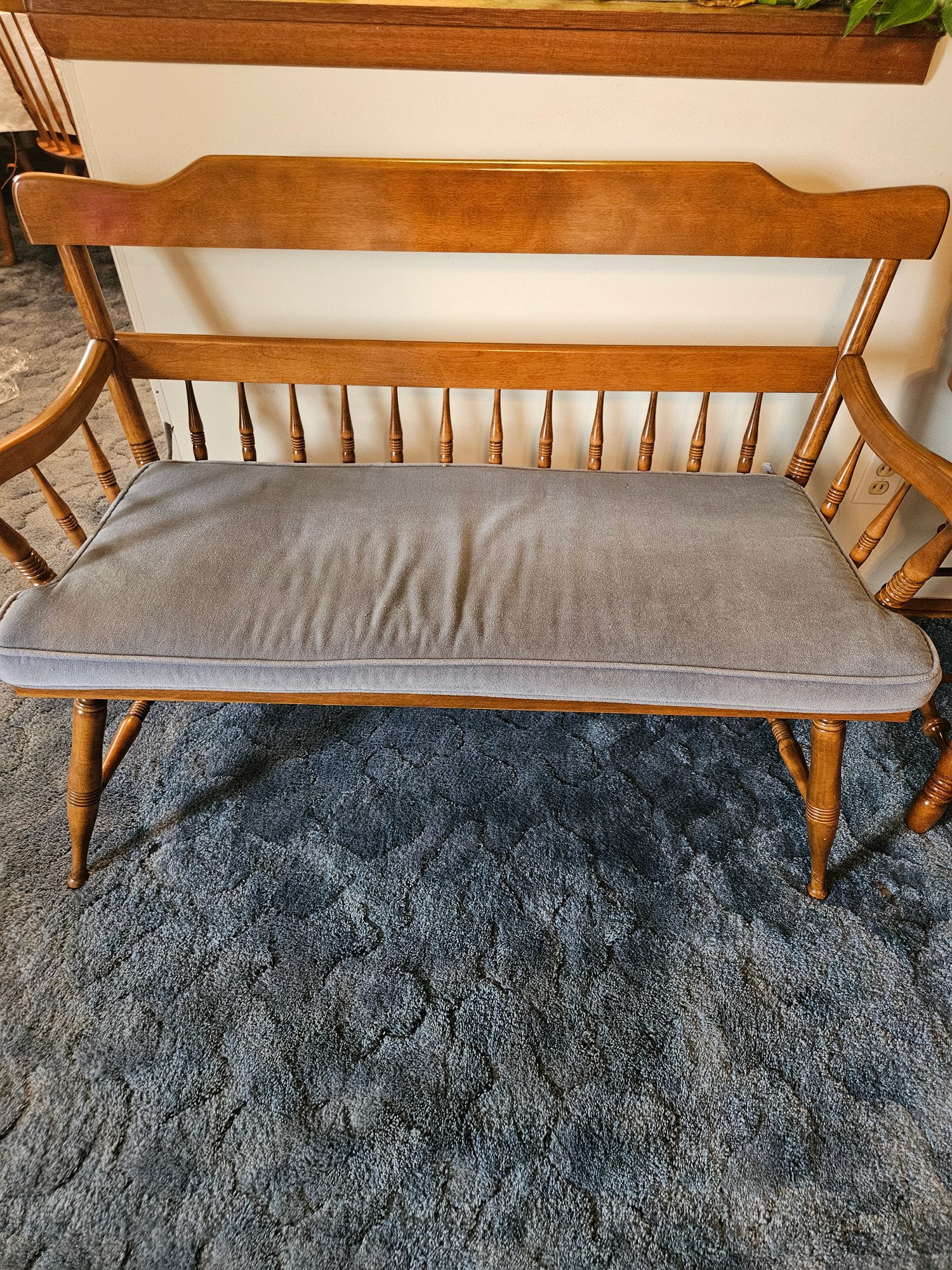 Vintage Ethan Allen Wood Bench With Padded SeatCushion #13822 ...