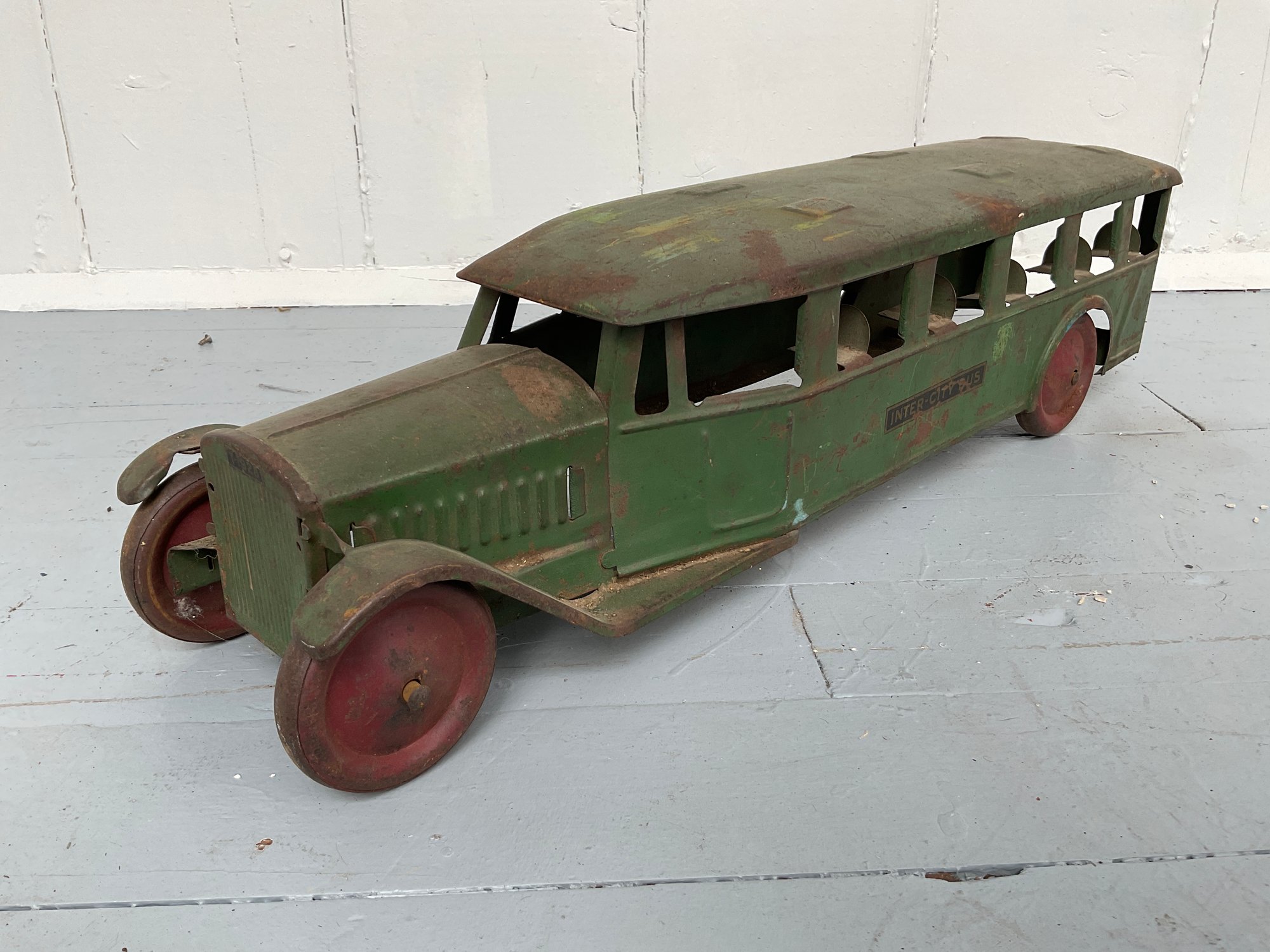166 Vintage Pressed Steel Green Inter-City Bus Model Car Bus #3920 ...