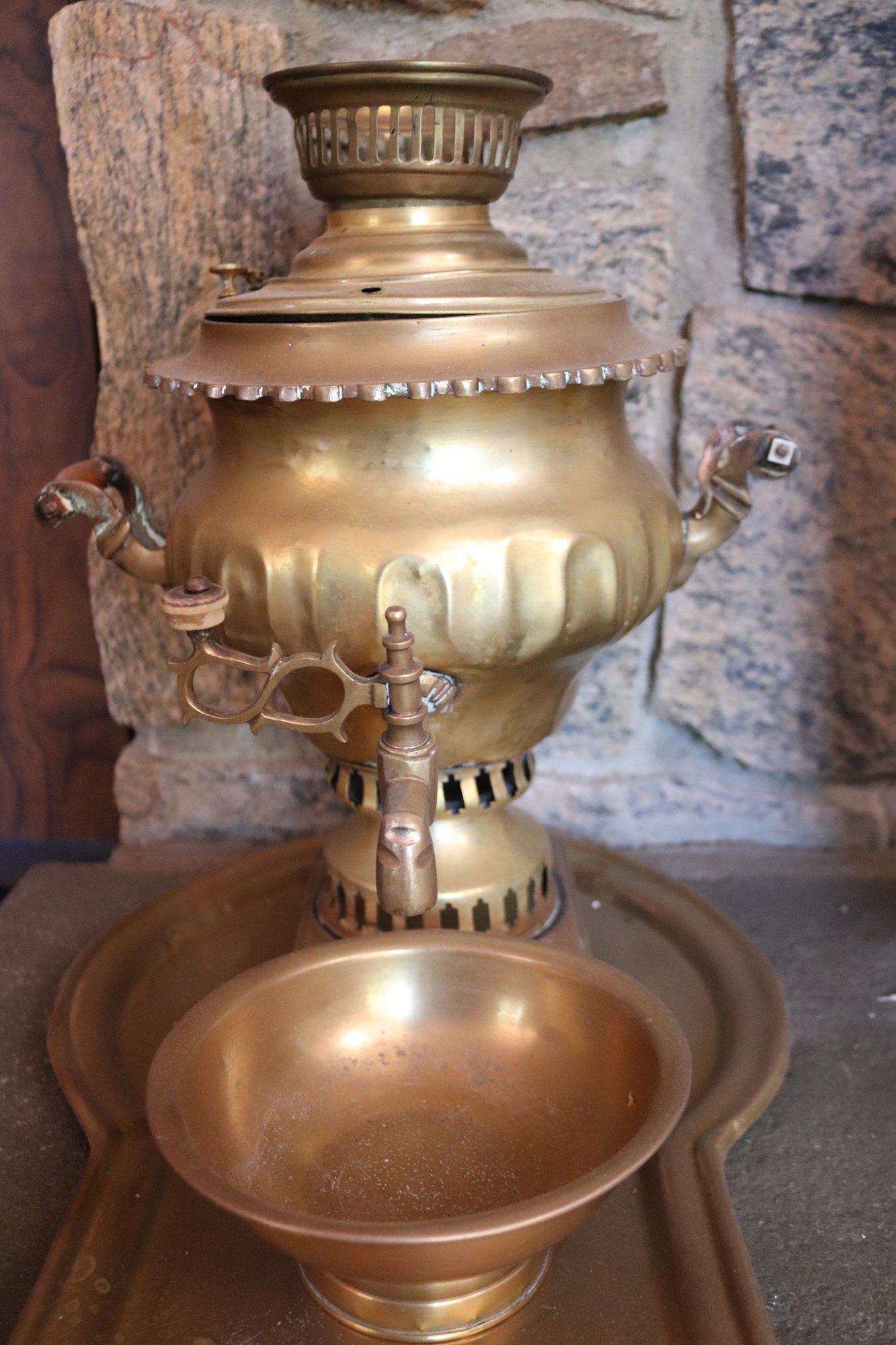 Vintage Brass Samovar With Bowl And Tray, Stamped, Made In Iran Khalil ...