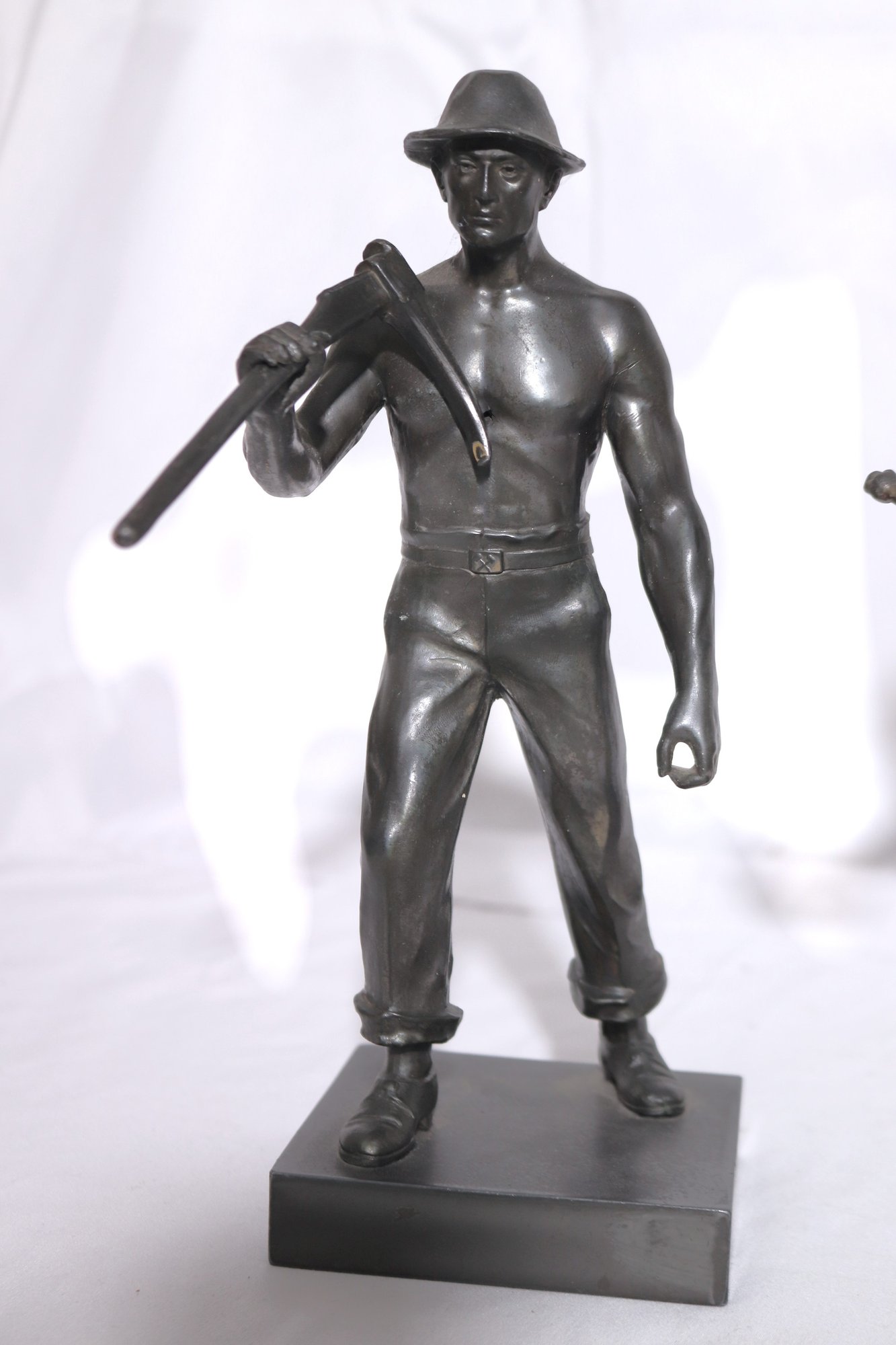 Great Machine Age WPA Gunmetal Colored Mine Worker Sculptures Modeled ...