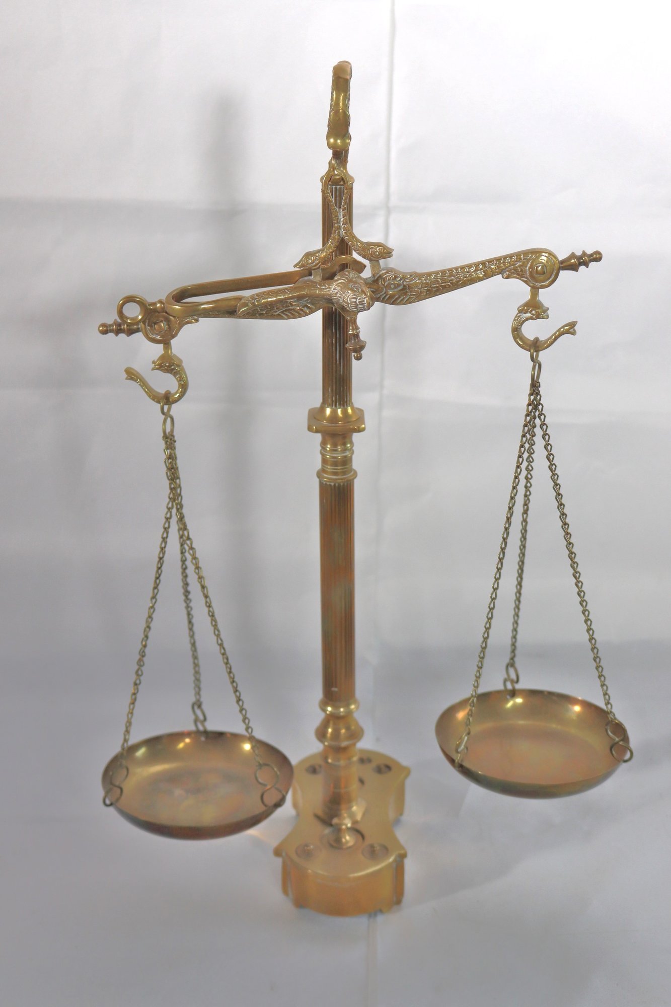 Antique Tabletop Brass Scale With Mythological Fish Details And ...