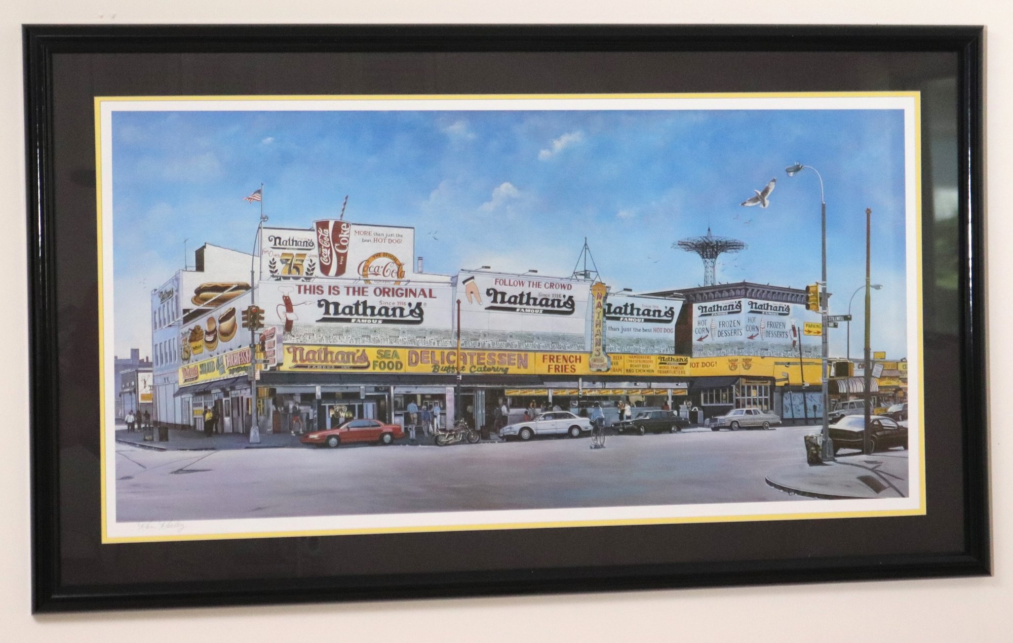 Nathans Famous Hot Dog Framed Print Signed By Ken Keeley Measures ...