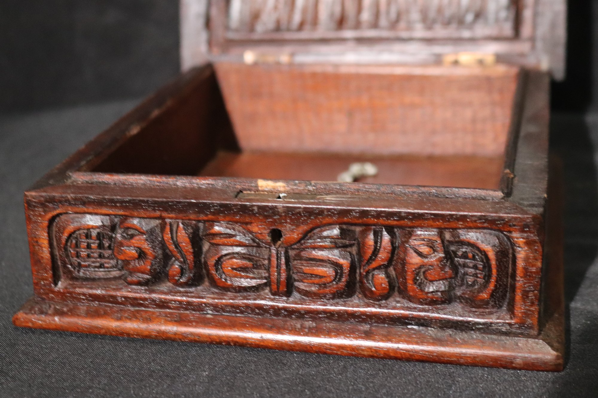 Includes A Brass Spittoon And Hand Carved Folk Art Wood Box That Opens ...