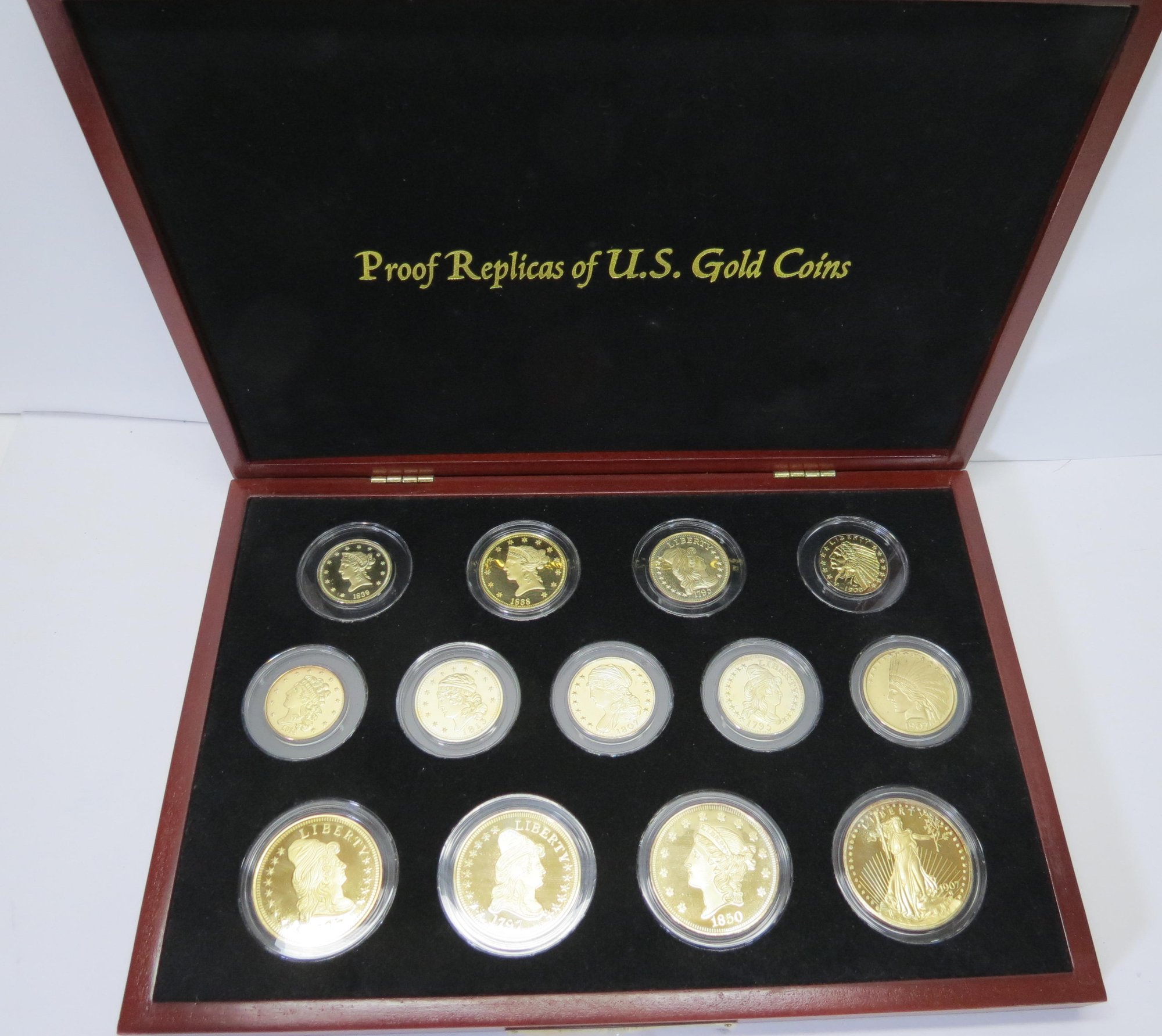 (13) Silver Coins - Proof Replicas Of USS Gold Coins - 8 Tr Oz #8089 ...