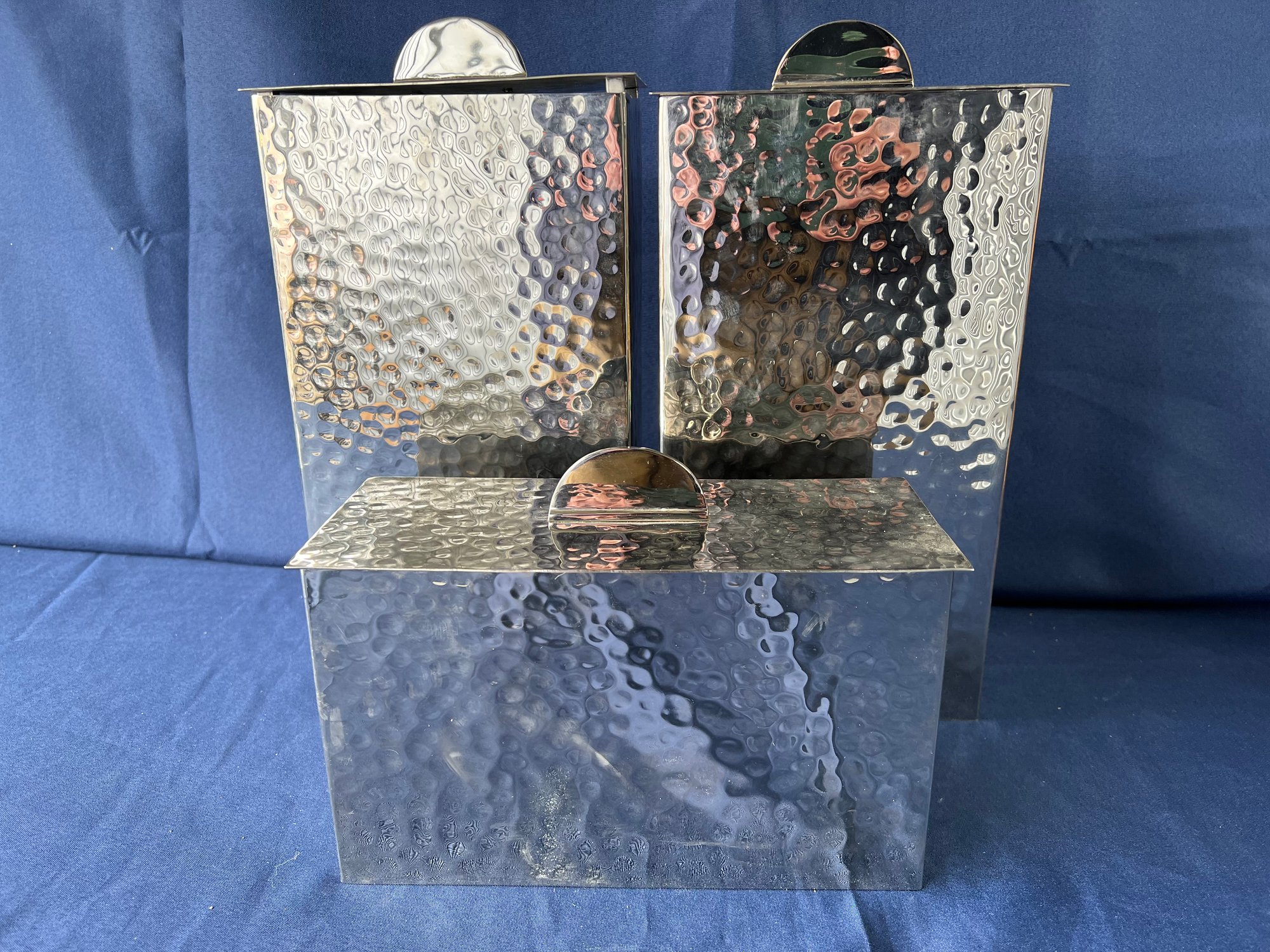 3 Hammered Chrome Metal Storage Containers #13600 | Auctionninja.com