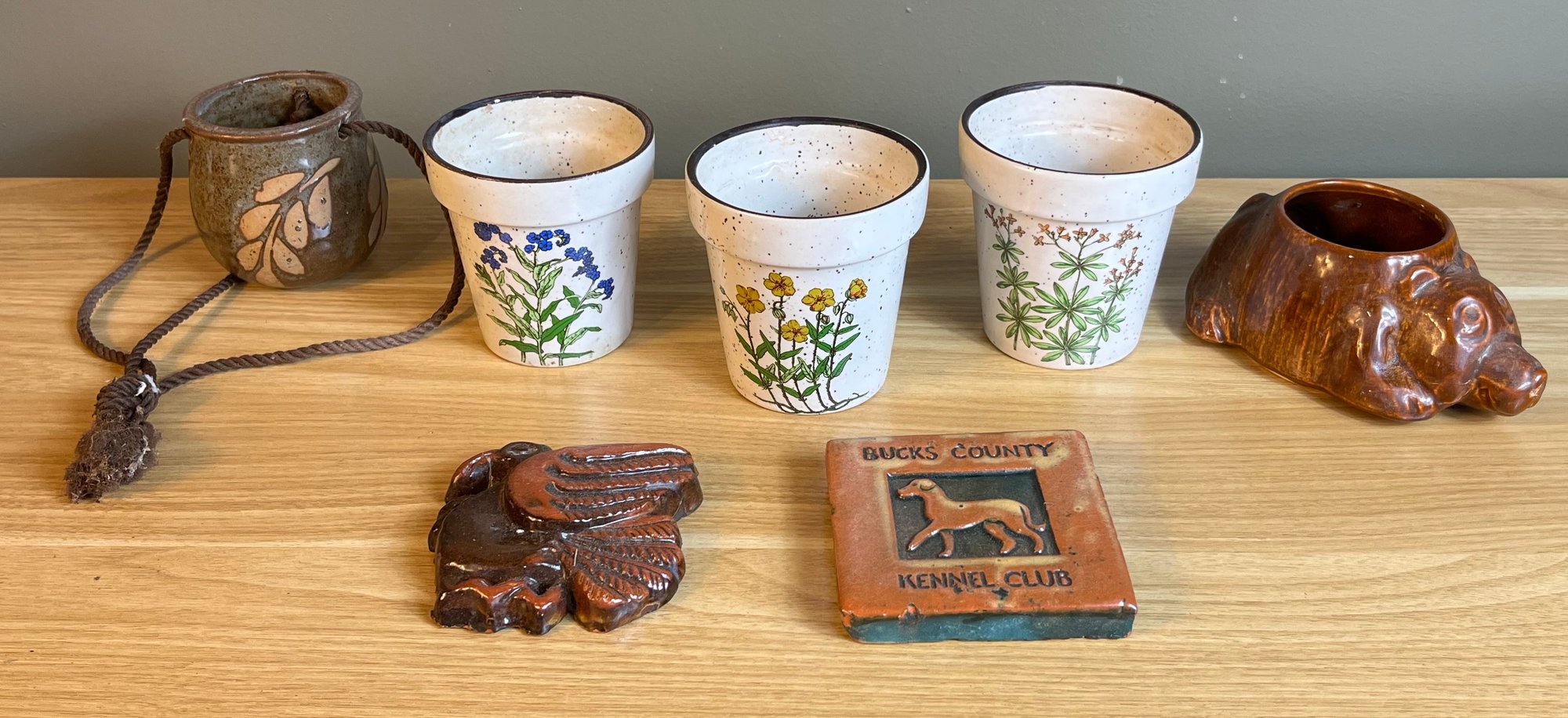 Vintage Pottery Pots Vessels Moravian Tile Works #4503 | Auctionninja.com