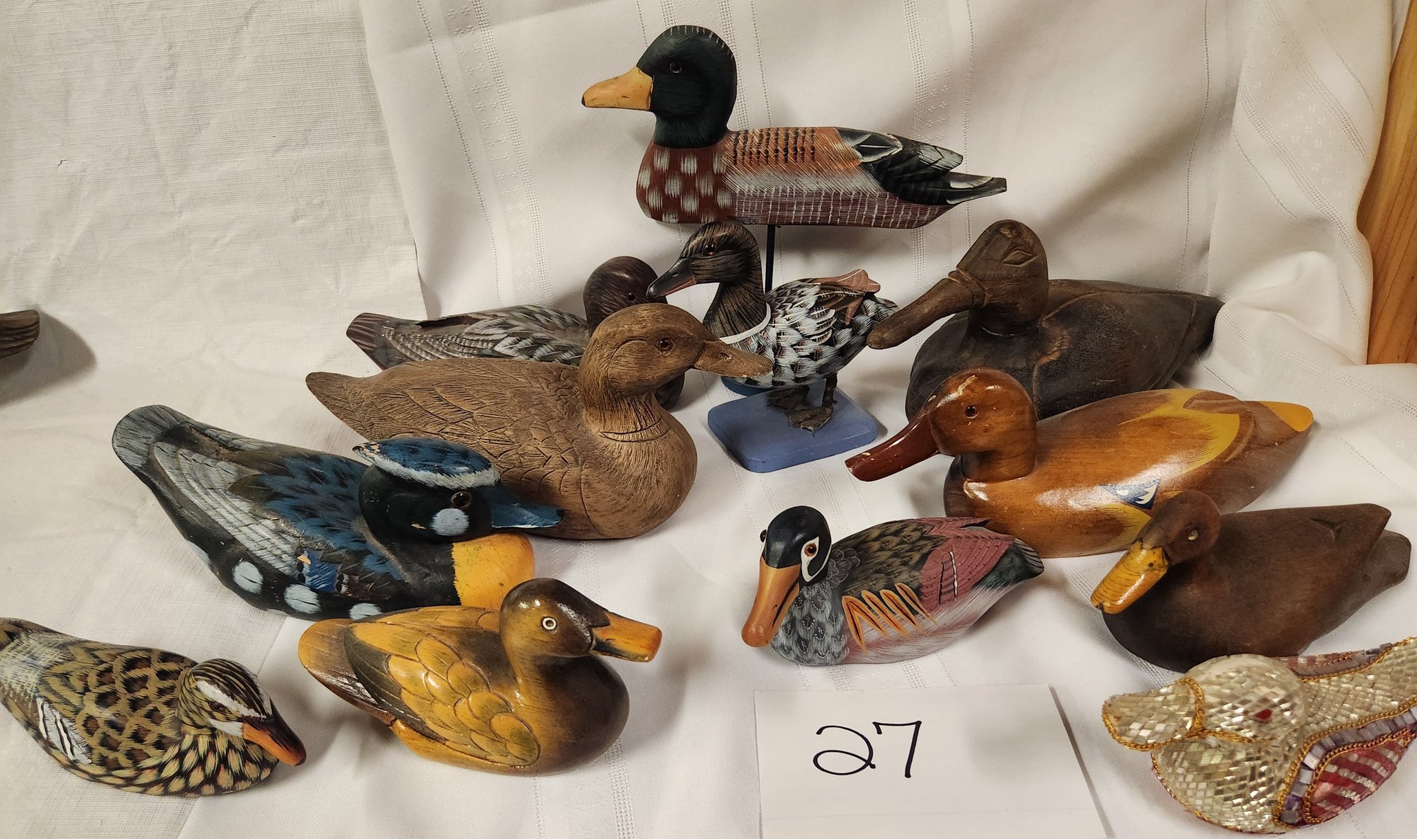 12 Ducks, Wooden, Sequin, Collectible Decoy, Decor #9577 | Auctionninja.com