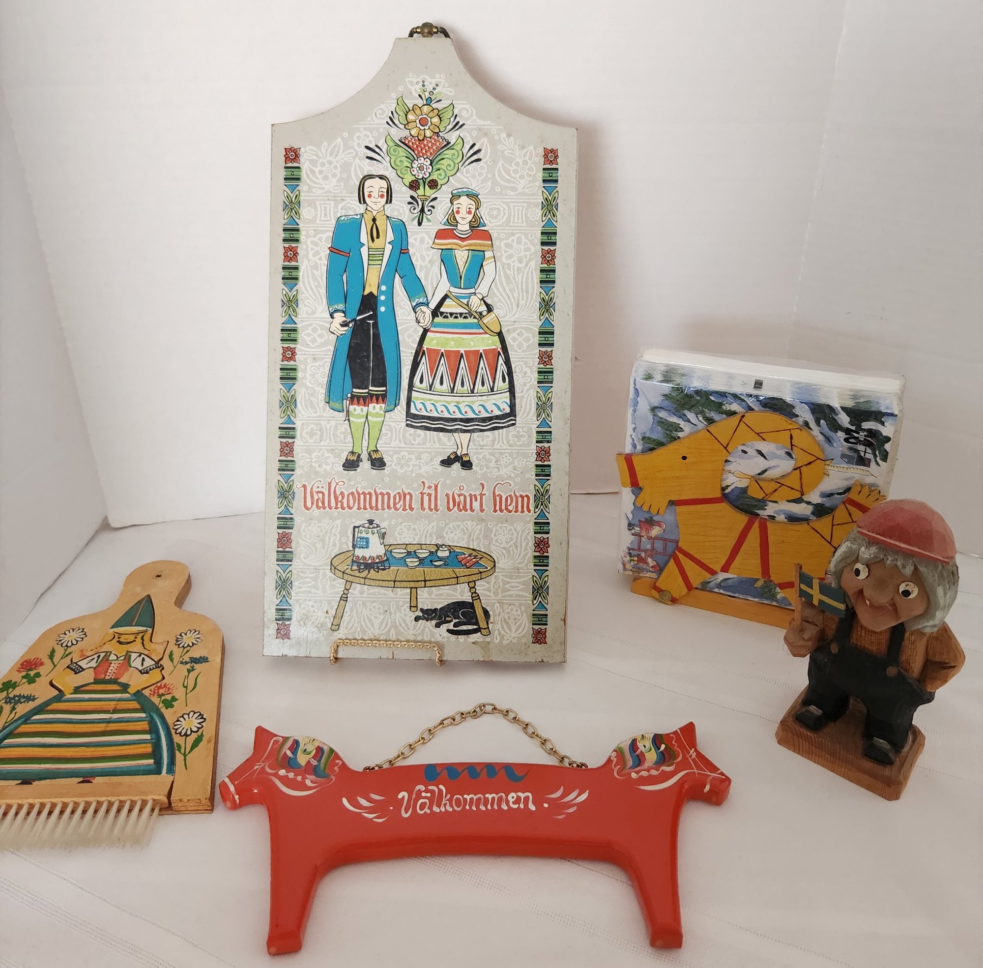 Swedish Home Welcome, Decor, Dala Horse, Paddle Plaque, Troll, Dustpan ...
