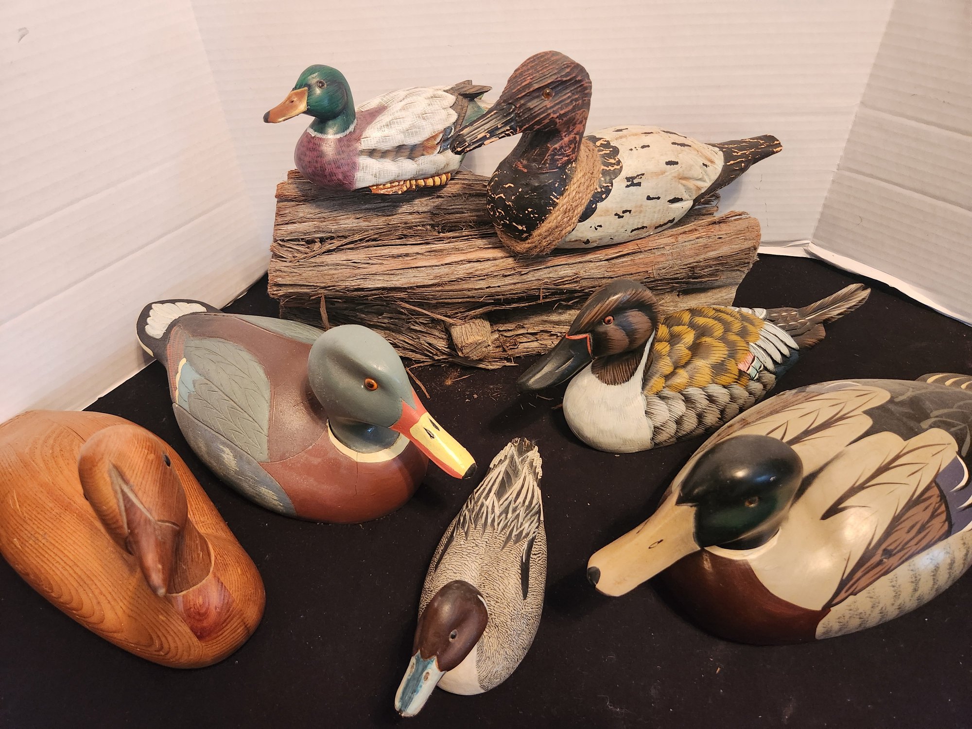 9 Wooden Duck Figures, Decoys, Wildlife Collectible Decor #9732 ...