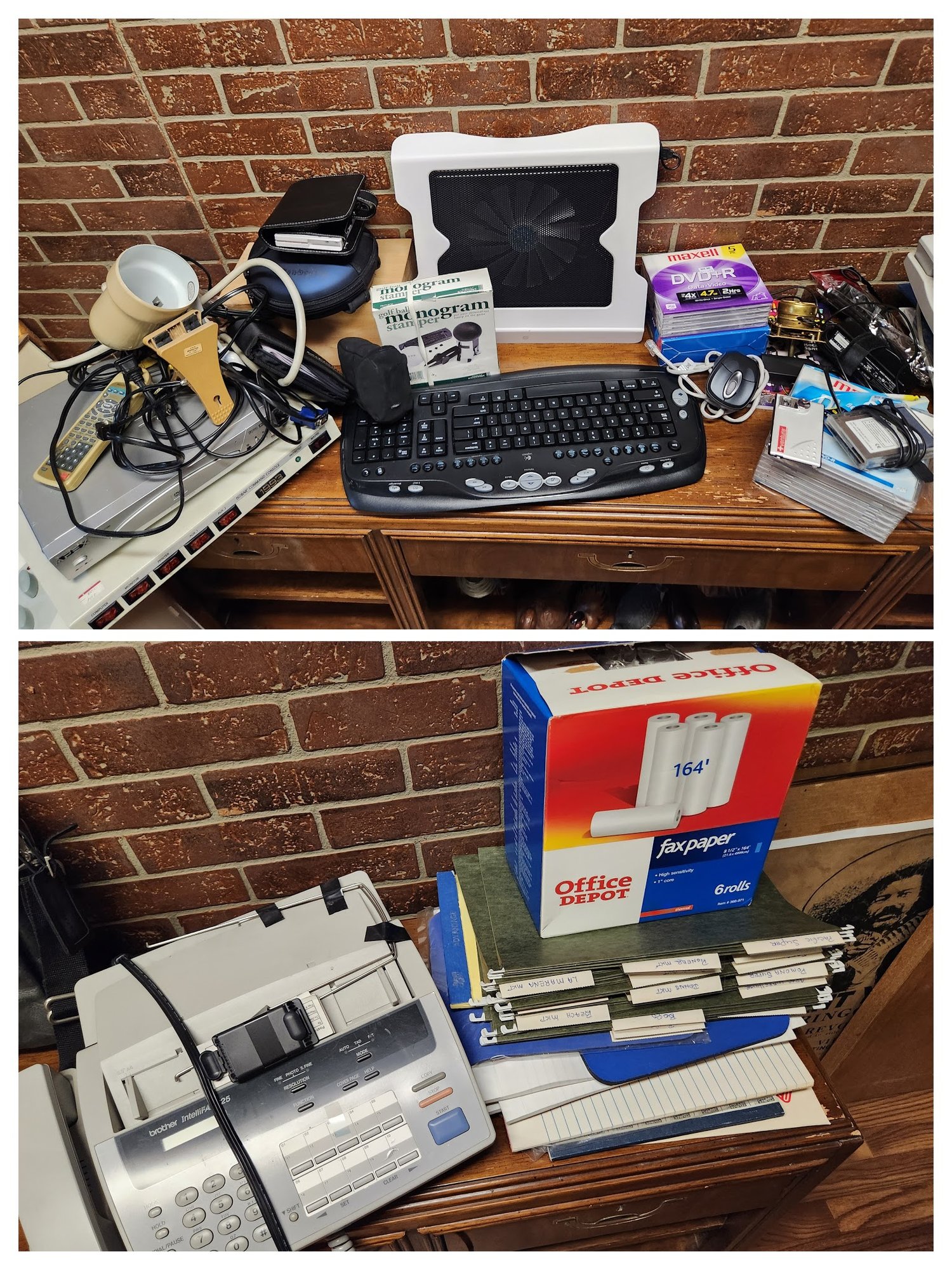 Large Office & Computer Lot - Fax Machine, DVD Player, Fan, Desk Light, Command Console, DVD-R ...