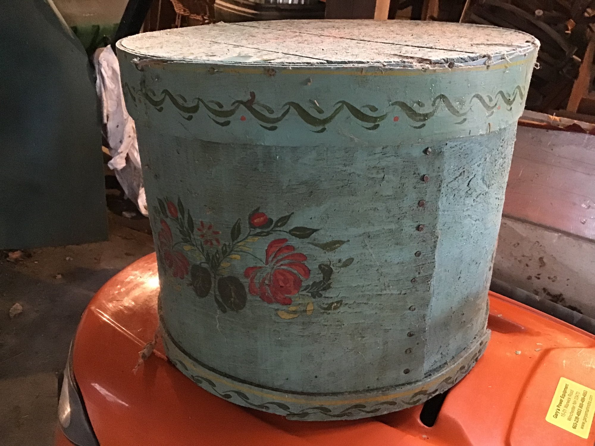 Primitive Bent Wood Painted Bucket #2640 | Auctionninja.com