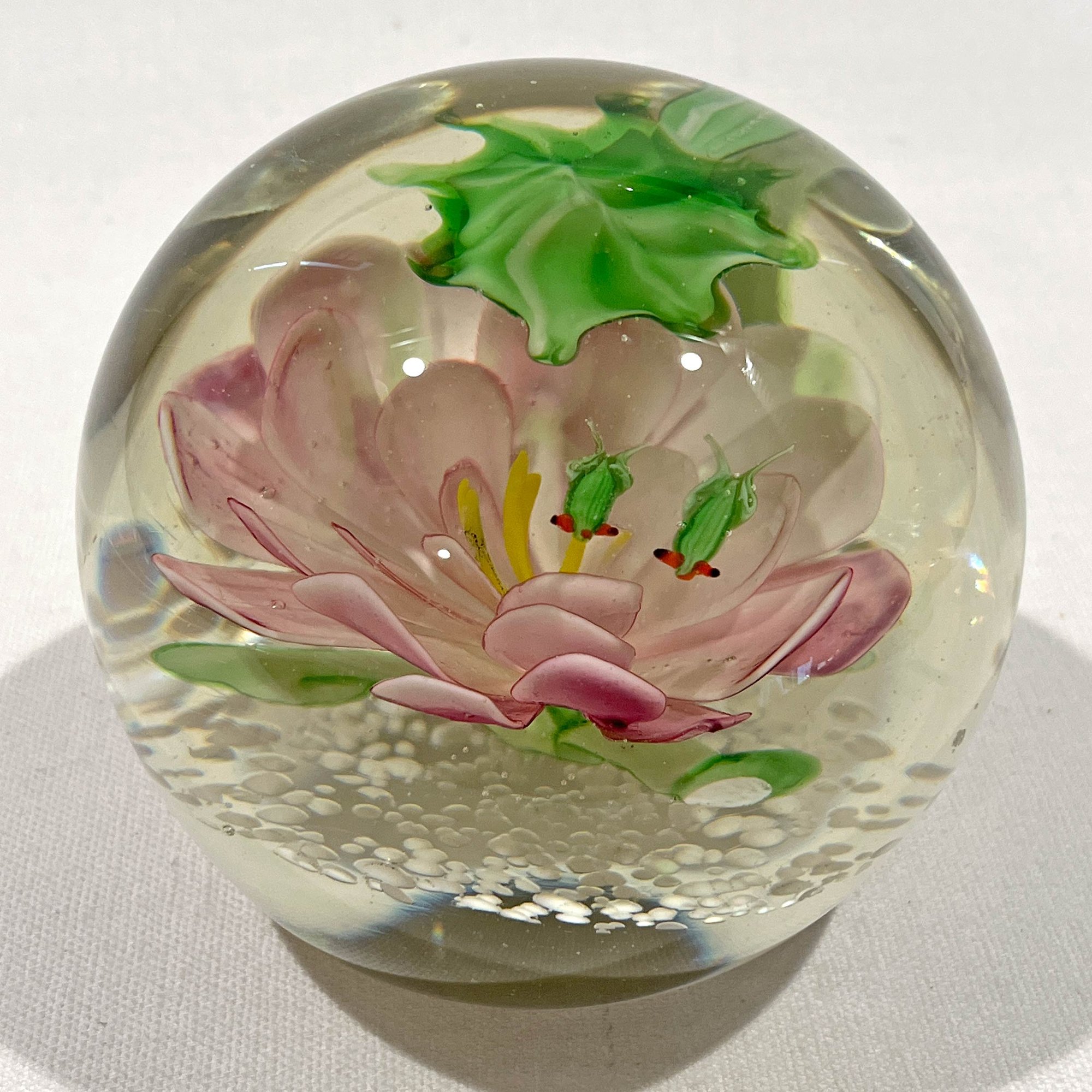 Magnum Glass Paperweight Waterlily & Frogs Lampwork #1111 ...