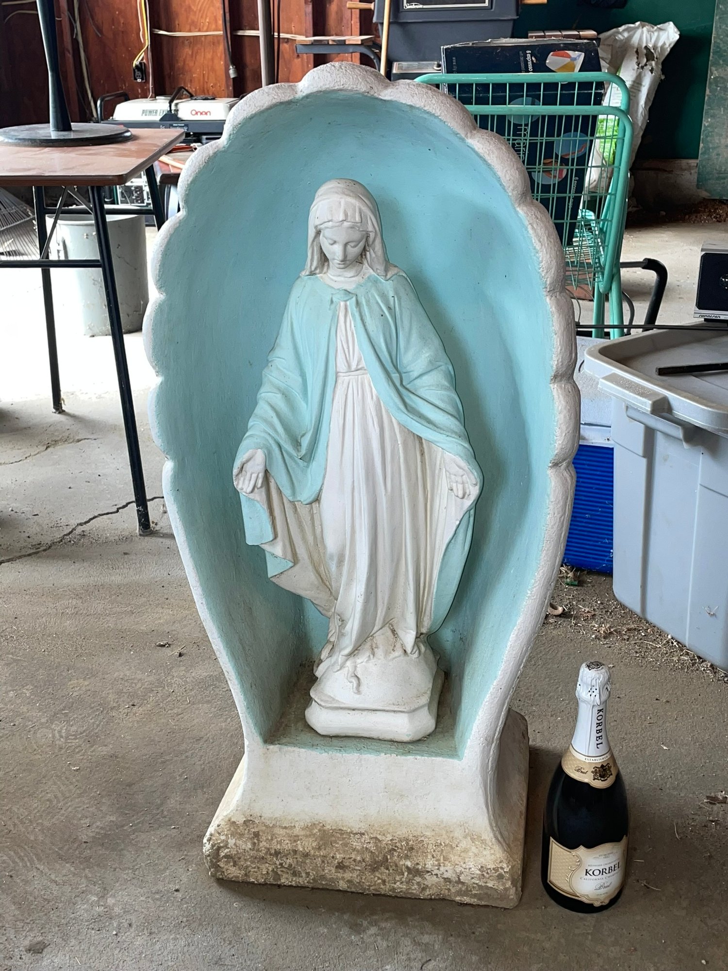 Exceptional "Bathtub Madonna" Cement Virgin Mary Statue - Scallop Shell ...