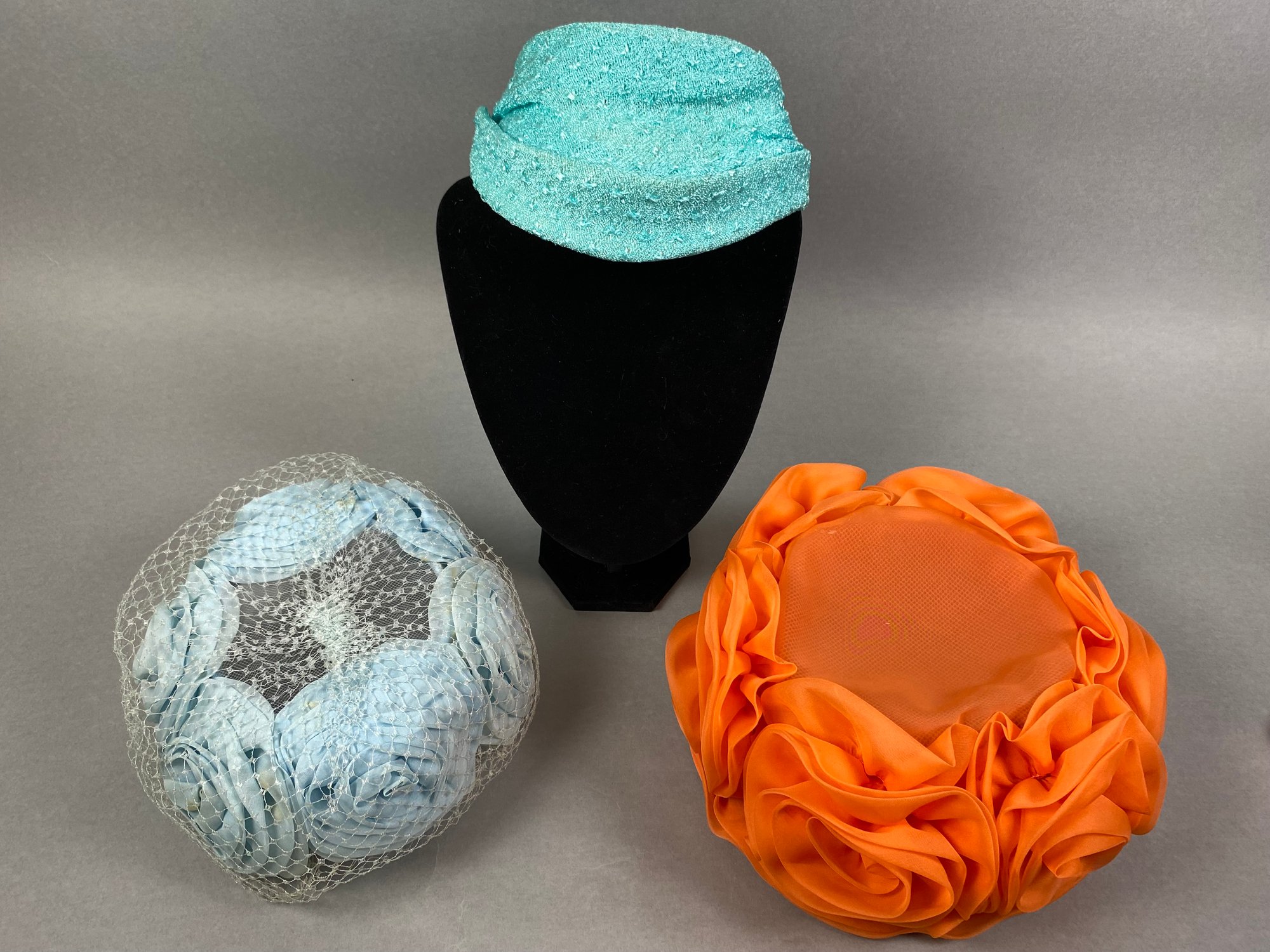Lovely Set Of 3 Vintage Formal Dress Hats In Bright Vivid Colors #5200 ...