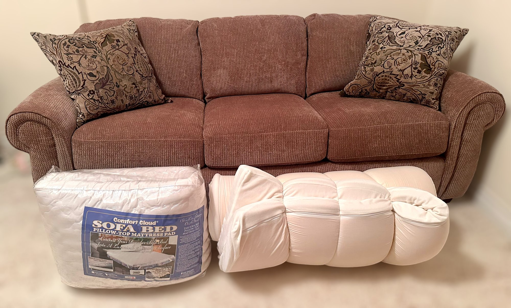 Nutmeg In Color Pull Out Sofa Couch W/ Pillow Top And Memory Foam ...