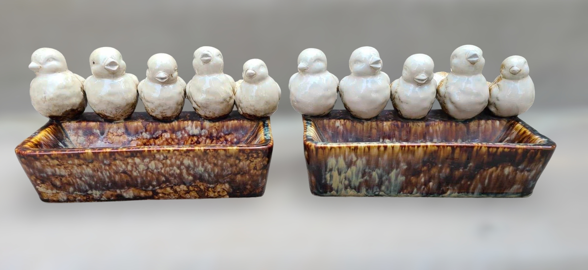 Vintage Glazed Ceramic Bird Planters - Lot Of 2 #10016 | Auctionninja.com