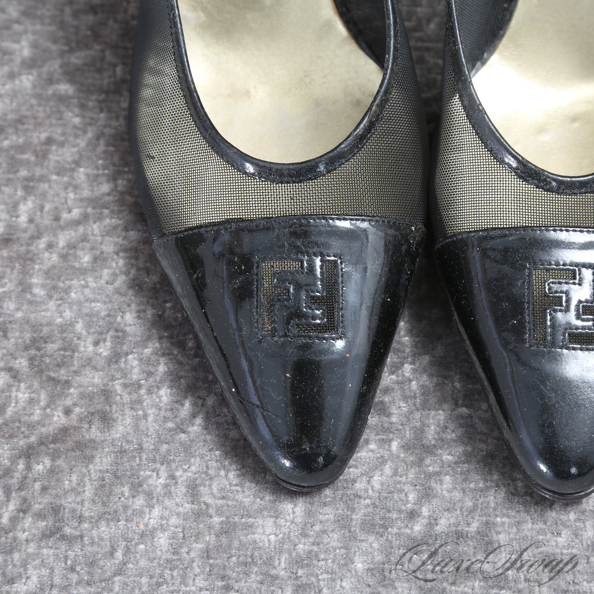 #12 DEADSTOCK BRAND NEW WITHOUT BOX FENDI MADE IN ITALY BLACK PATENT ...