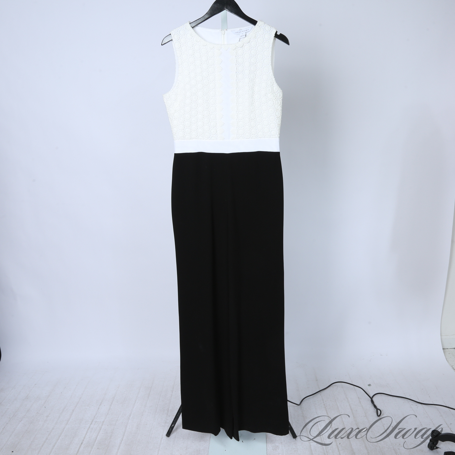 BRAND NEW WITH TAGS $598 DIANE VON FURSTENBERG SPLIT BLACK CREPE WHITE ...