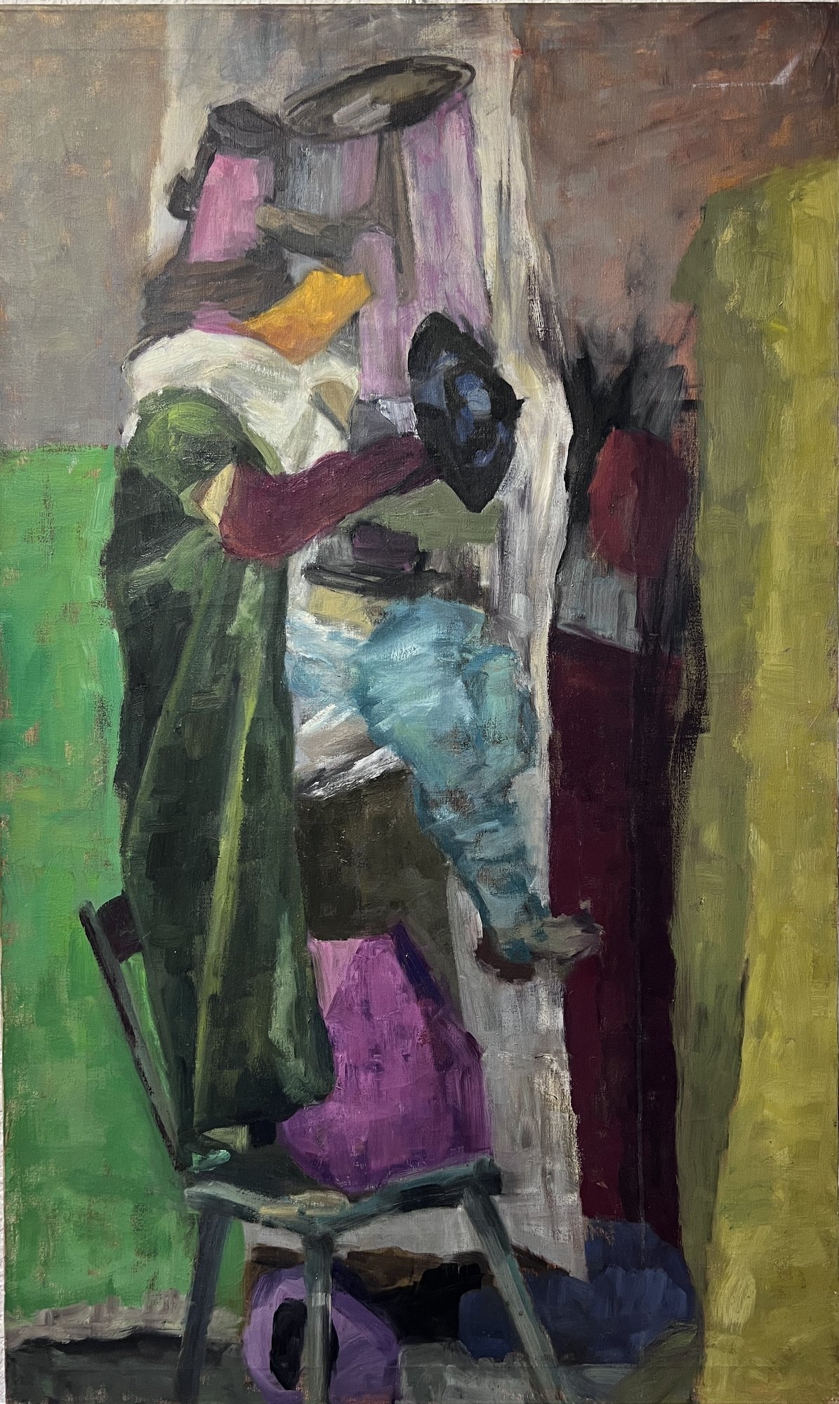 Large Vintage Abstract Figures Painting On Canvas, Signed Colvin #1082 ...