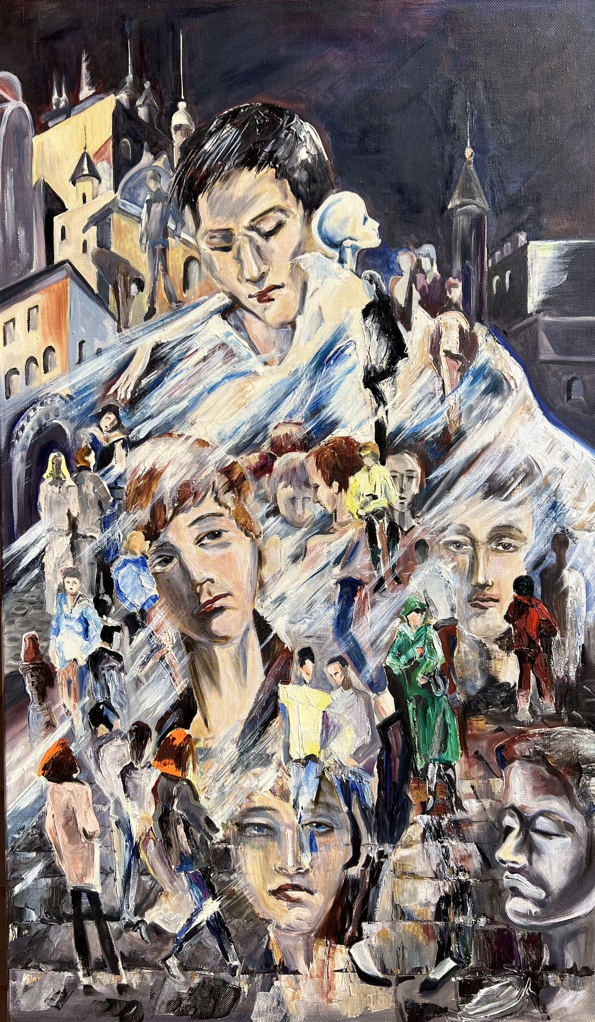 Large Original Oil Painting On Canvas Contemporary Art Cityscape With ...