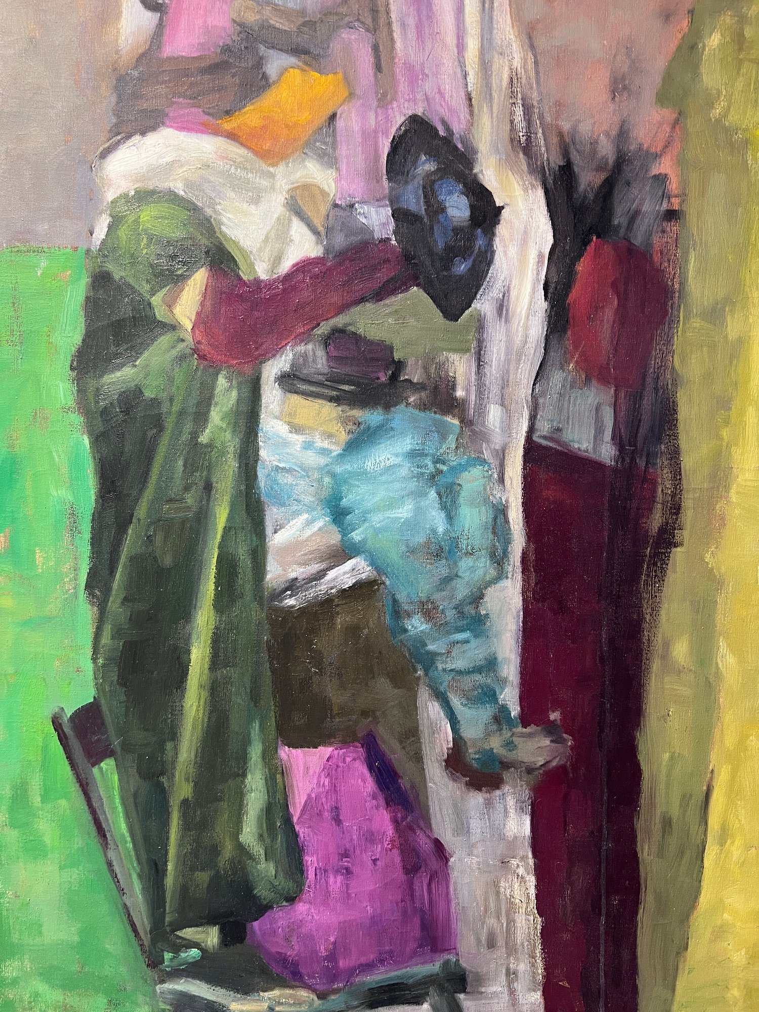 Large Vintage Abstract Figures Painting On Canvas, Signed Colvin #1082 ...