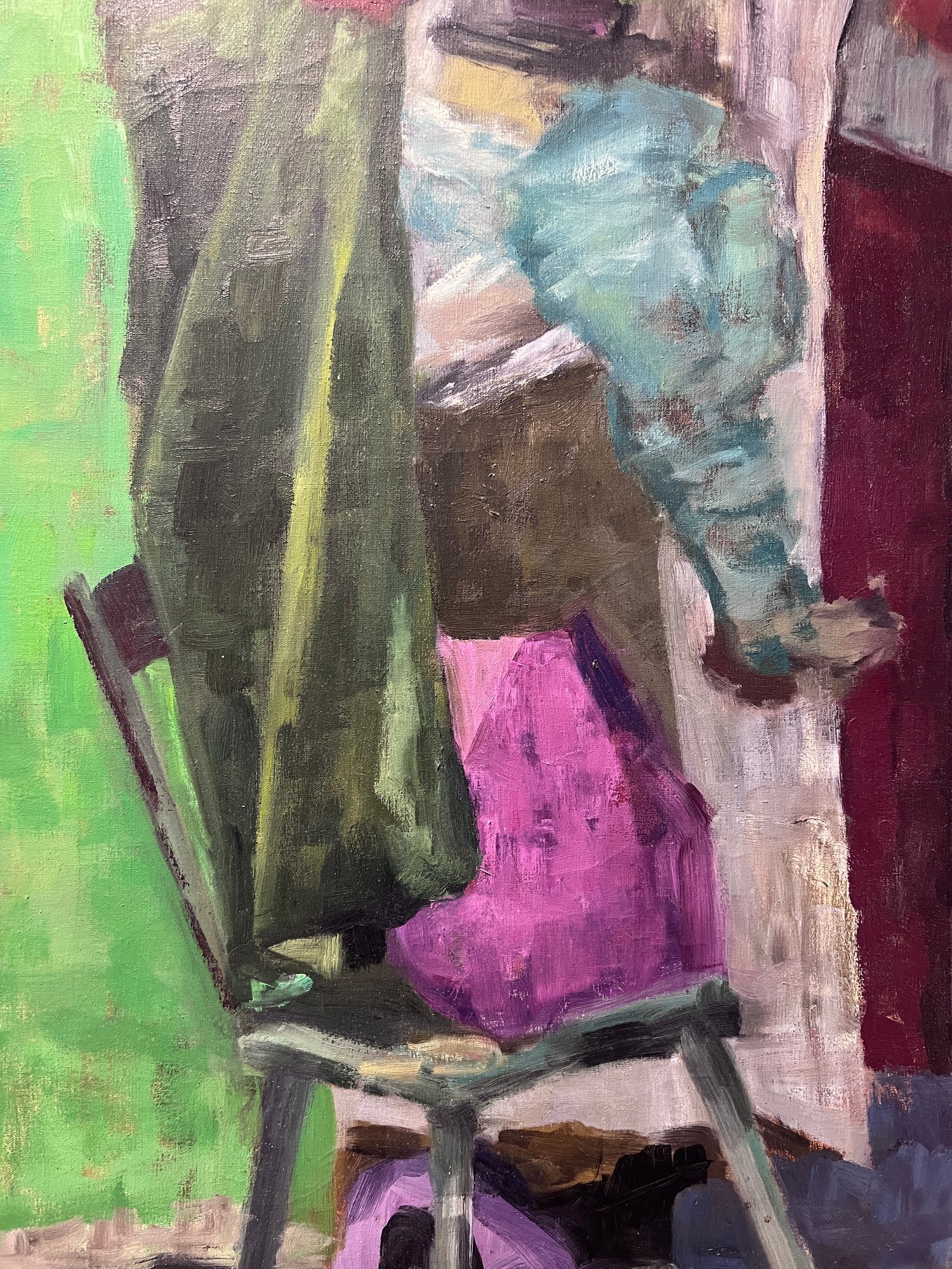 Large Vintage Abstract Figures Painting On Canvas, Signed Colvin #1082 ...