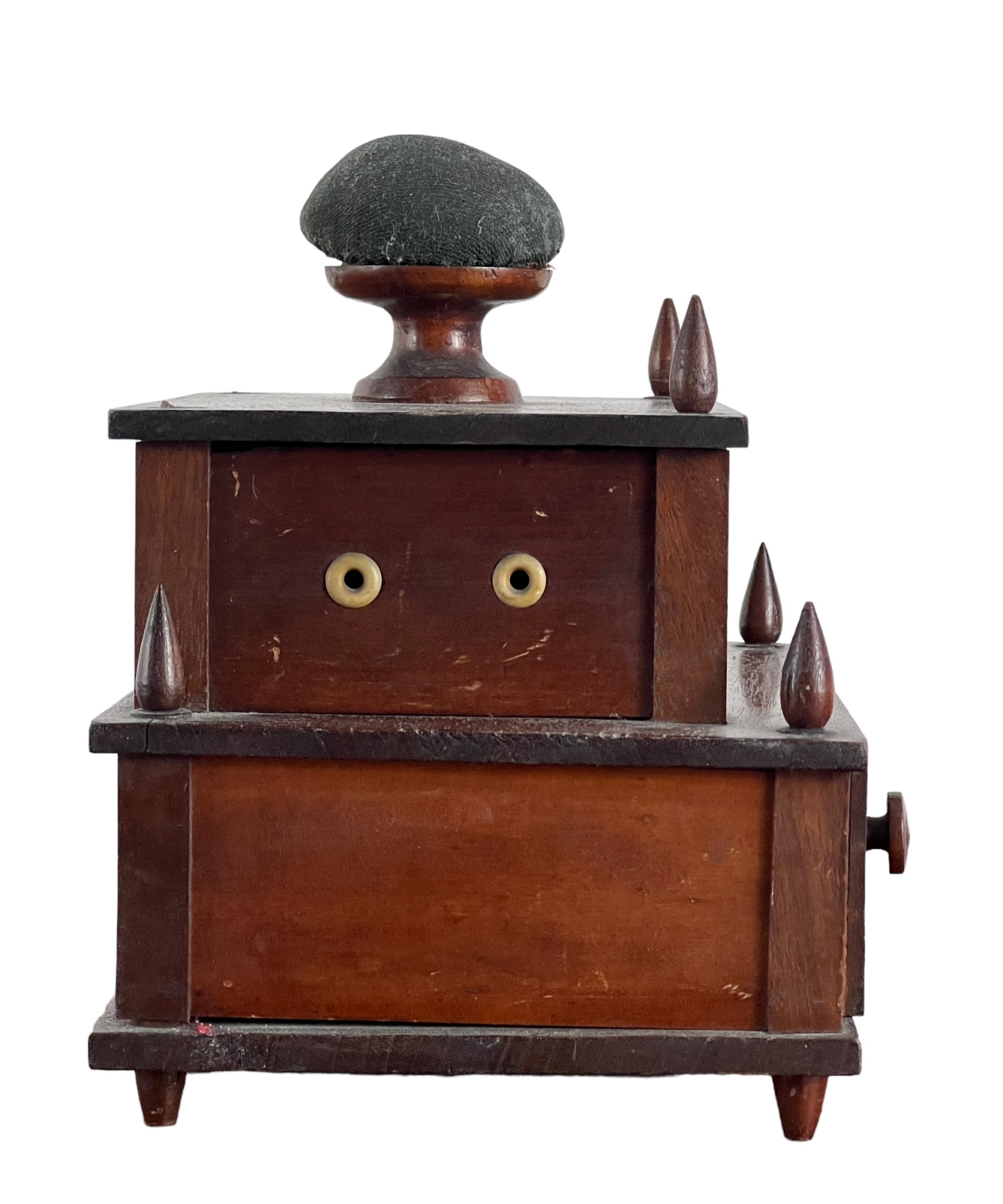 (2) TIER SHAKER THREAD BOX with PIN CUSHION #38868 | Auctionninja.com