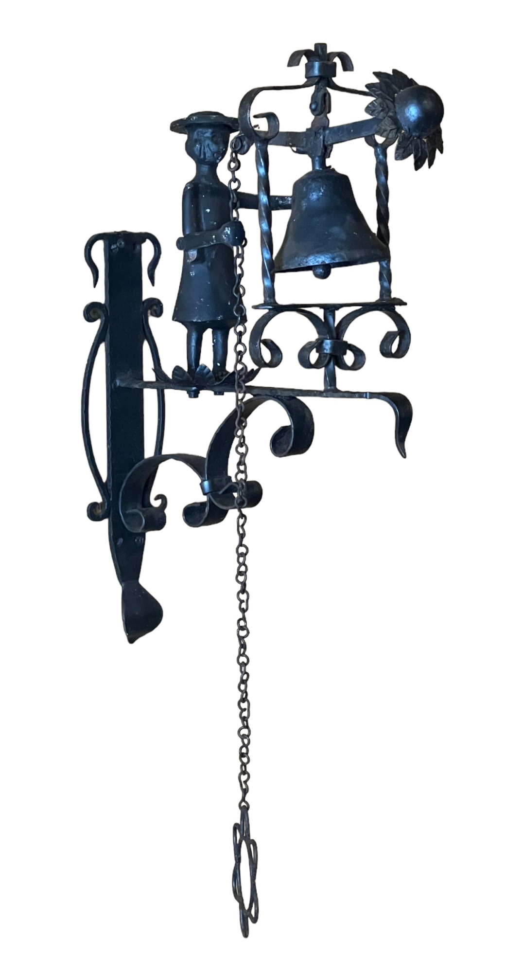 VINTAGE IRON FIGURAL WALL MOUNT BELL #39770 | Auctionninja.com