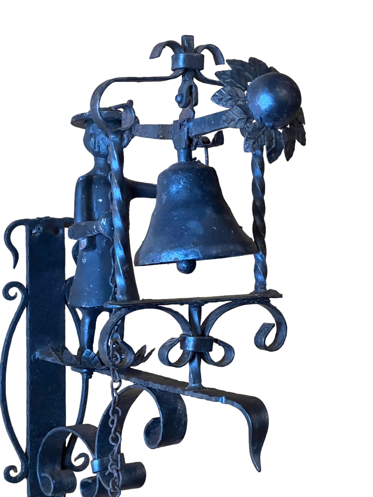 VINTAGE IRON FIGURAL WALL MOUNT BELL #39770 | Auctionninja.com