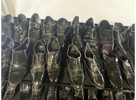 (42) PAIR MENS BLACK FORMAL WEAR VINYL SHOES #40150 | Auctionninja.com