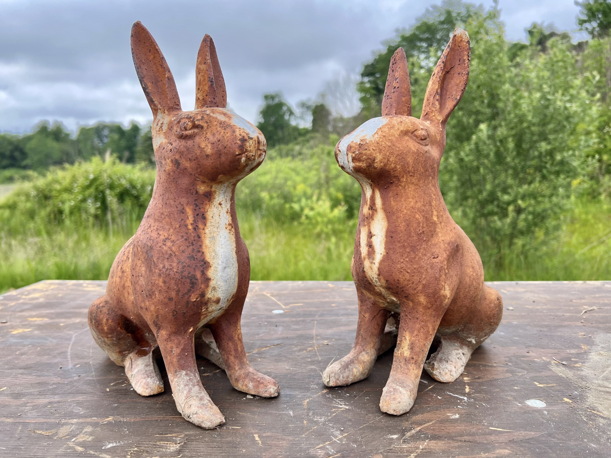 PAIR of CAST IRON RABBITS #31206 | Auctionninja.com