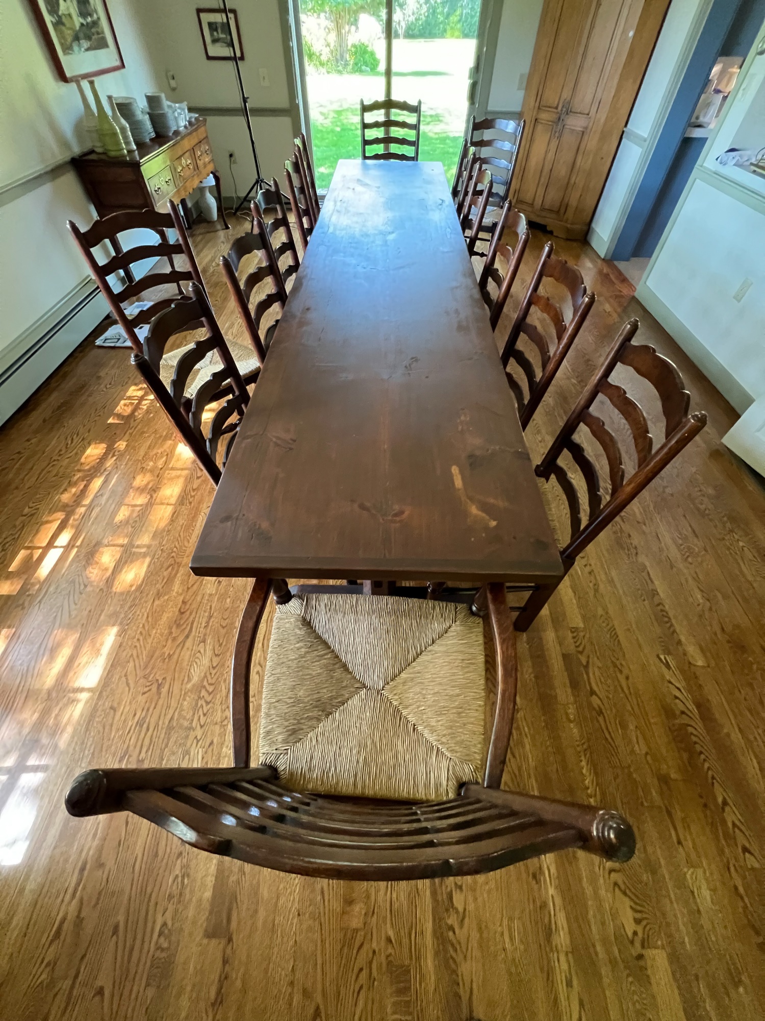 THE BATCHELDER FAMILY TRESTLE TABLE With (14) CHAIRS #31667 ...