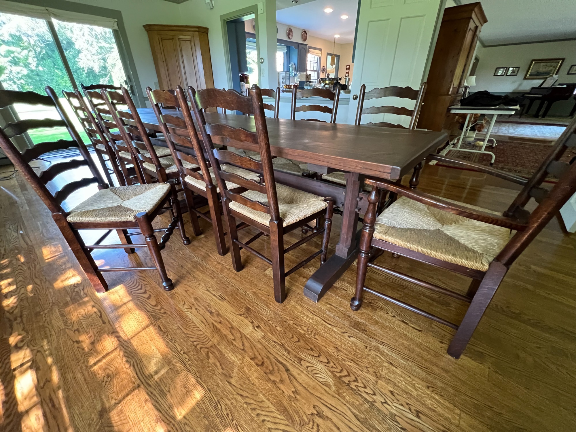 THE BATCHELDER FAMILY TRESTLE TABLE With (14) CHAIRS #31667 ...