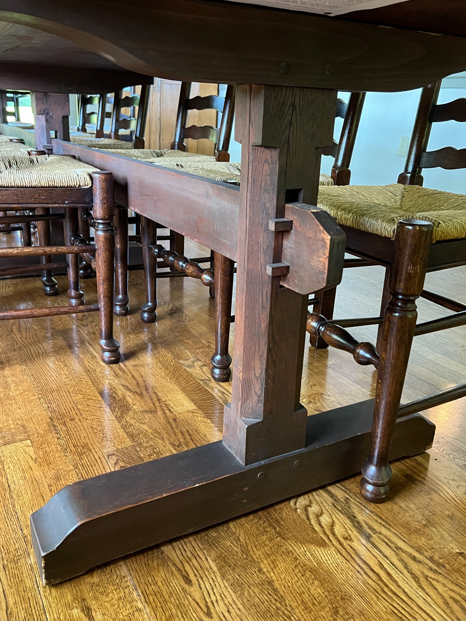 THE BATCHELDER FAMILY TRESTLE TABLE With (14) CHAIRS #31667 ...