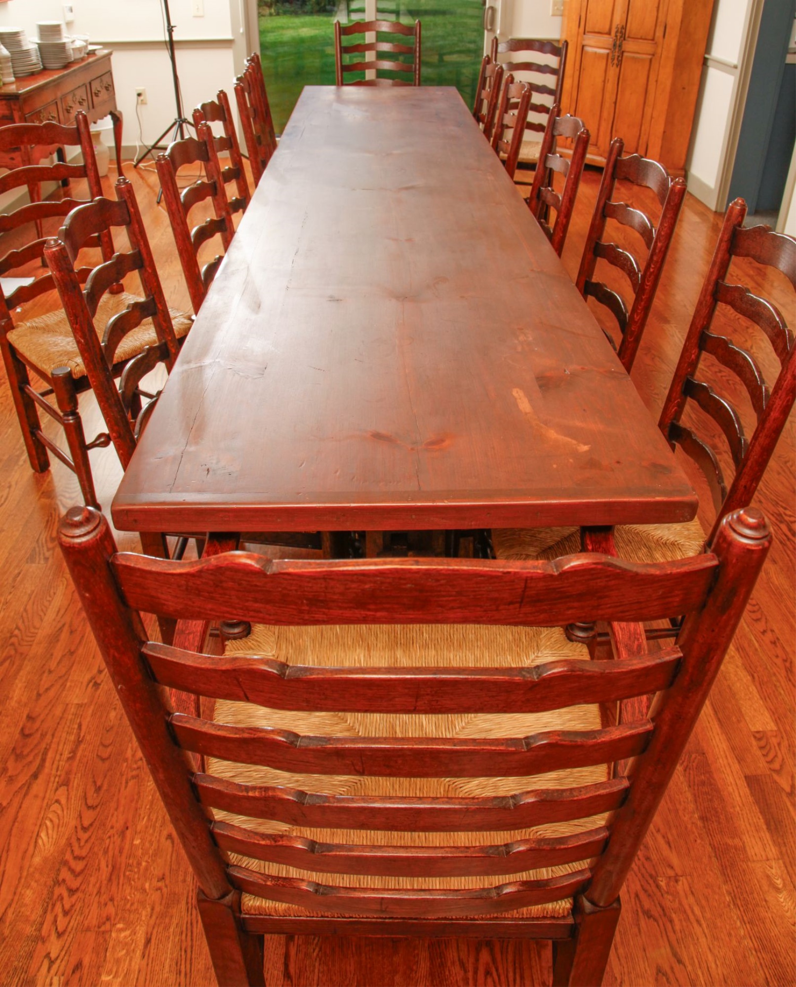 THE BATCHELDER FAMILY TRESTLE TABLE With (14) CHAIRS #31667 ...