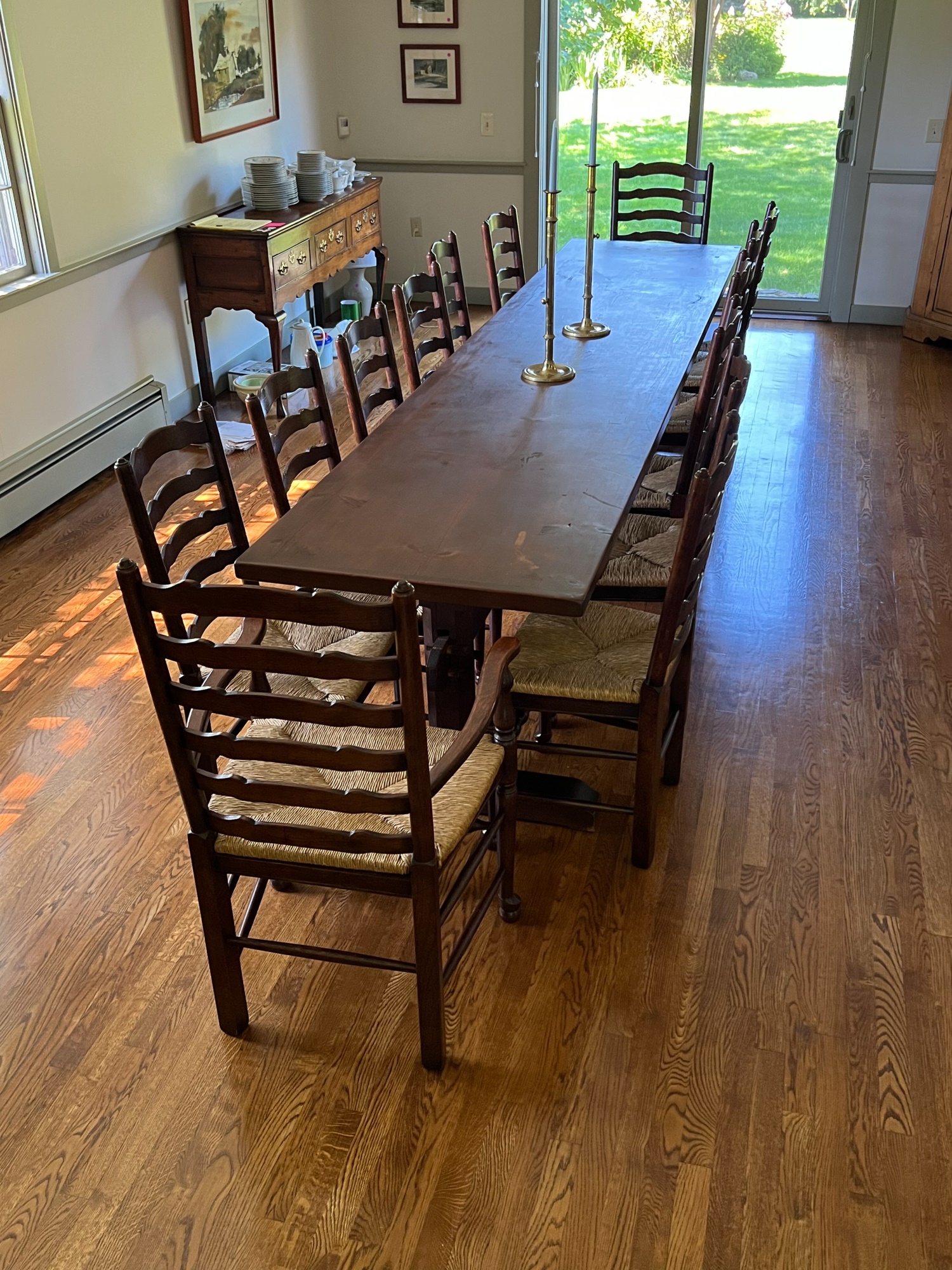THE BATCHELDER FAMILY TRESTLE TABLE With (14) CHAIRS #31667 ...