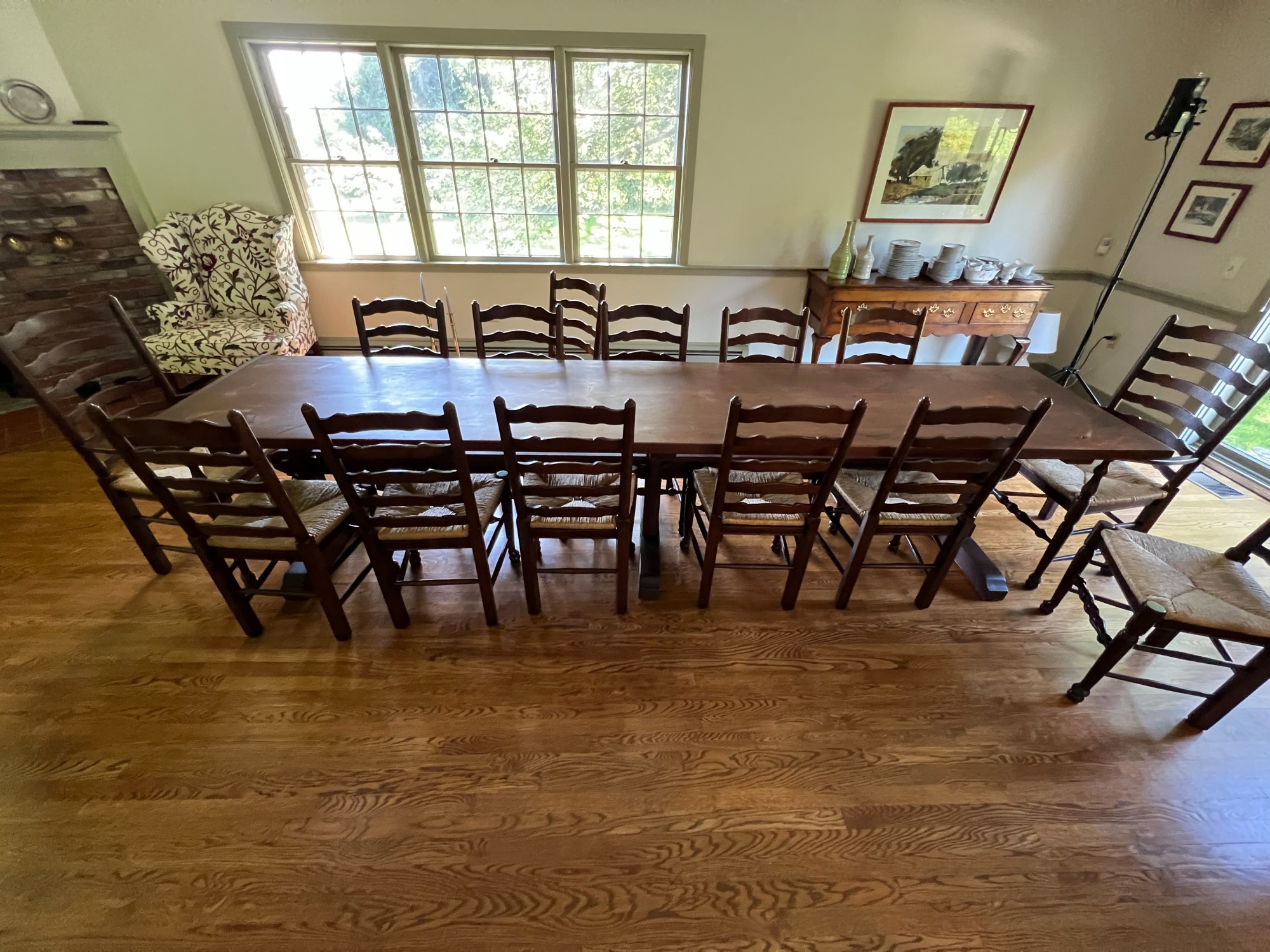 THE BATCHELDER FAMILY TRESTLE TABLE With (14) CHAIRS #31667 ...