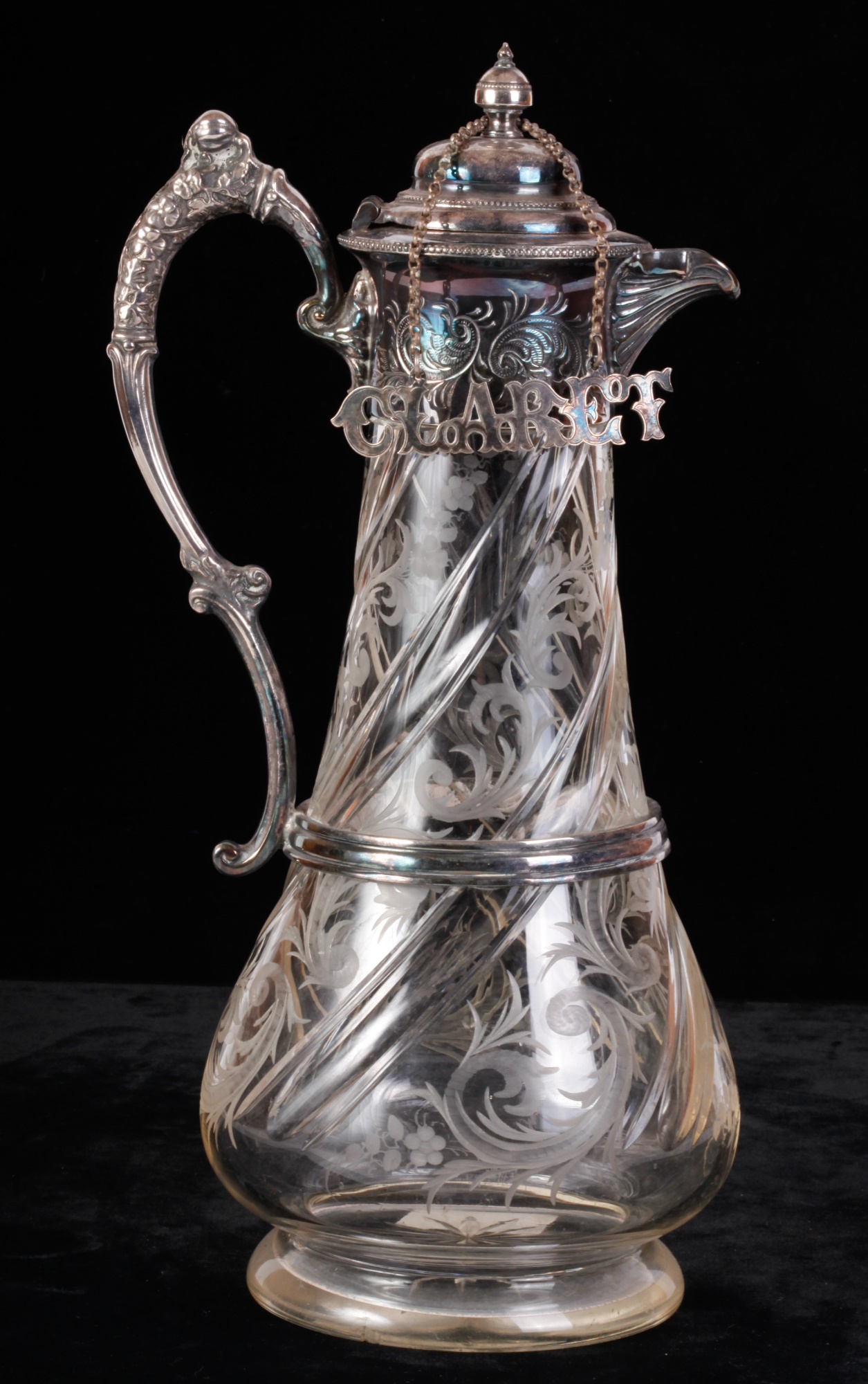 FRENCH CUT GLASS EWER With CLARET TAG #35090 | Auctionninja.com