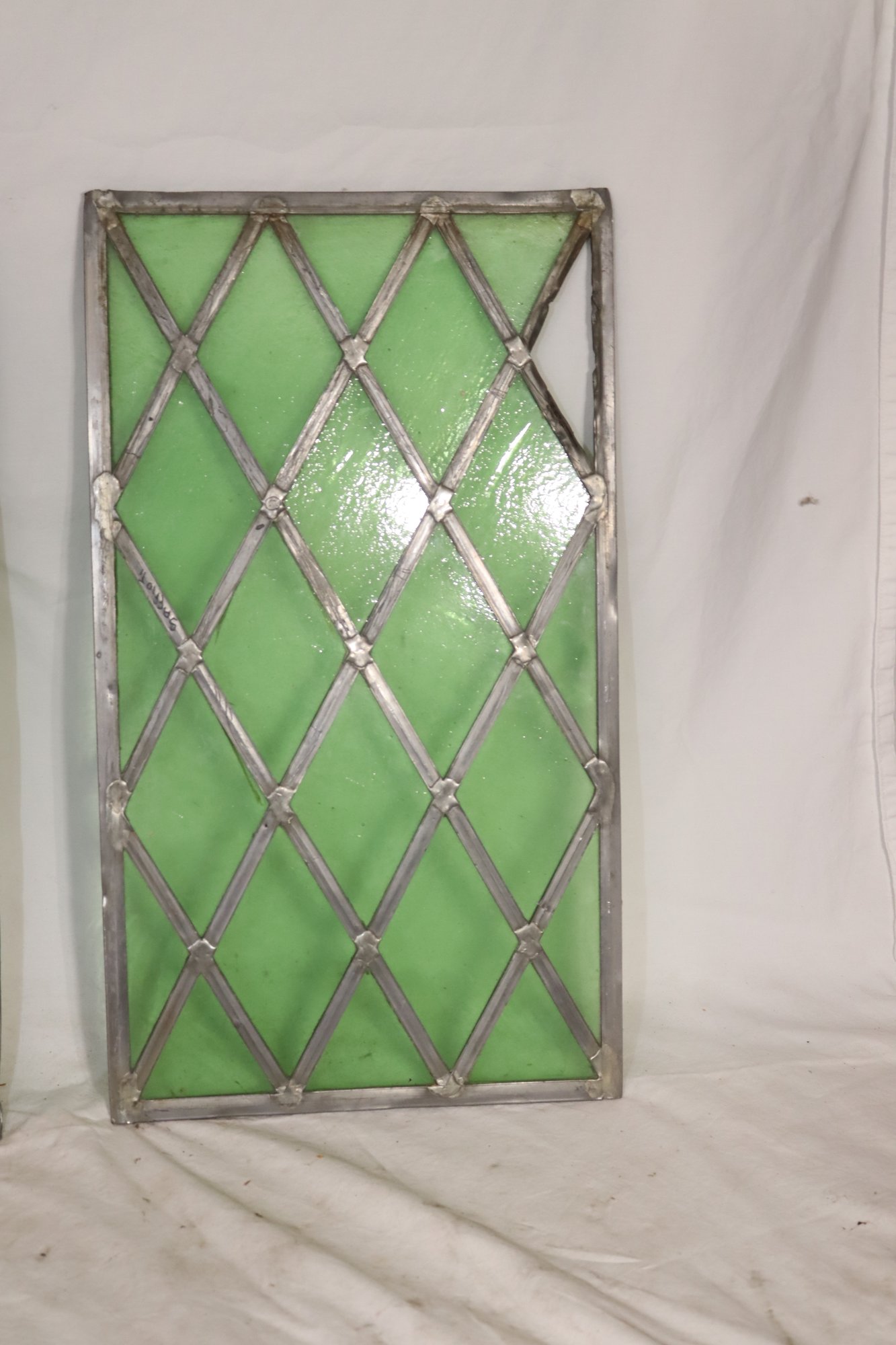 Pair Of Green Stained Glass Panels Windows #25001 | Auctionninja.com