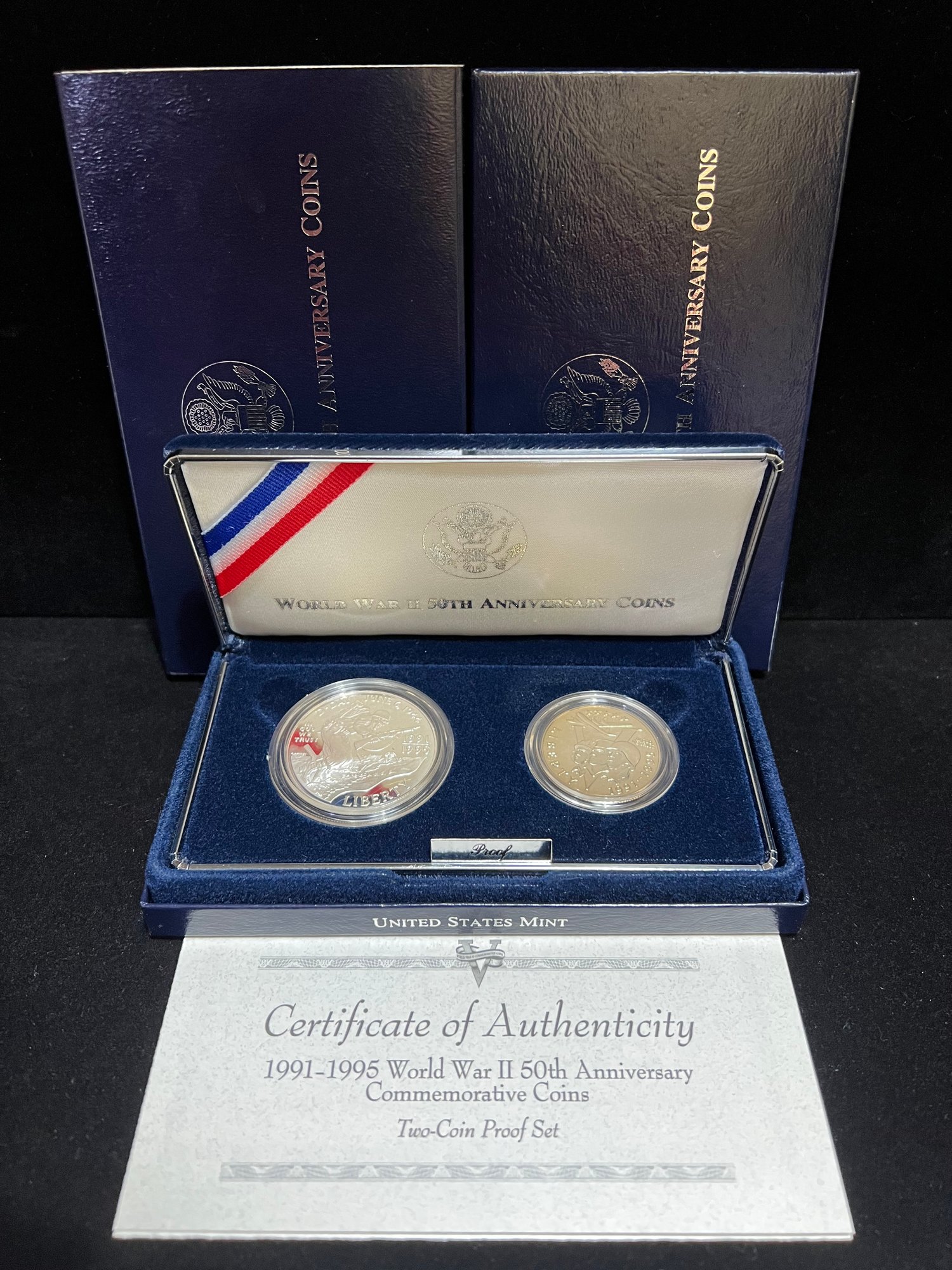 1991 - 1995 World War II 50th Anniversary Coin Set Silver Dollar And ...