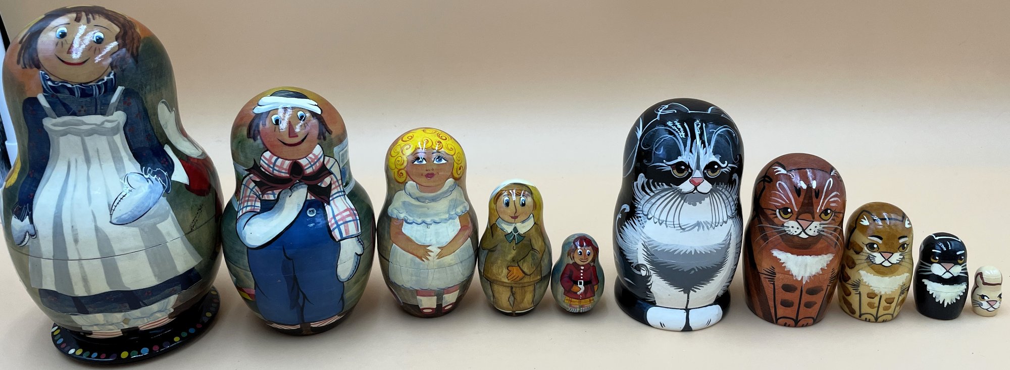 Vintage Russian Nesting Dolls "Childhood Toys, Cats" 6 - (DL) #29924 ...