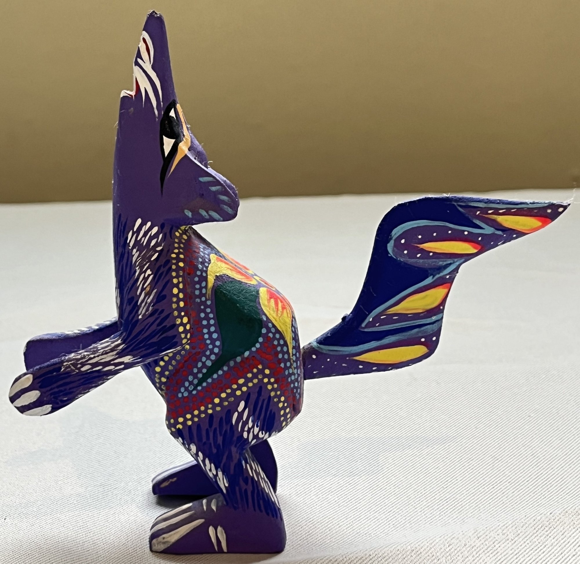 Hand Painted And Carved Wooden Cayote From Oaxaca, Mexico - (B1) #29164 ...