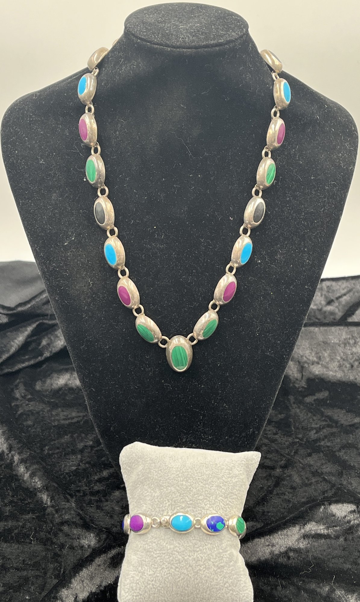 Multi-stone & Sterling Silver Necklace & Bracket J20 - (B1) #29362 ...