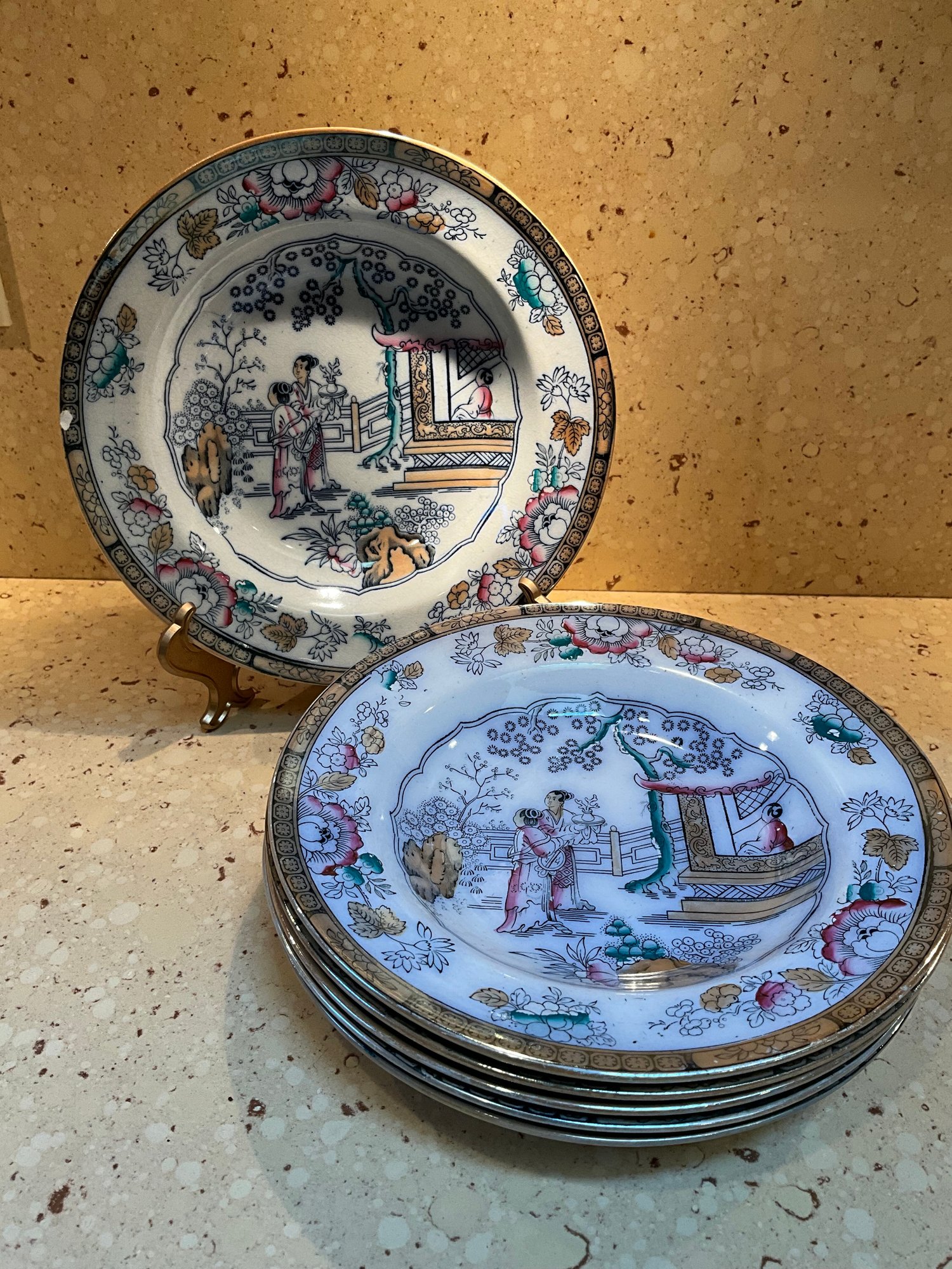 (6) Antique Bates Walker And Co. Chinoiserie Ironstone Bowls #18251 ...